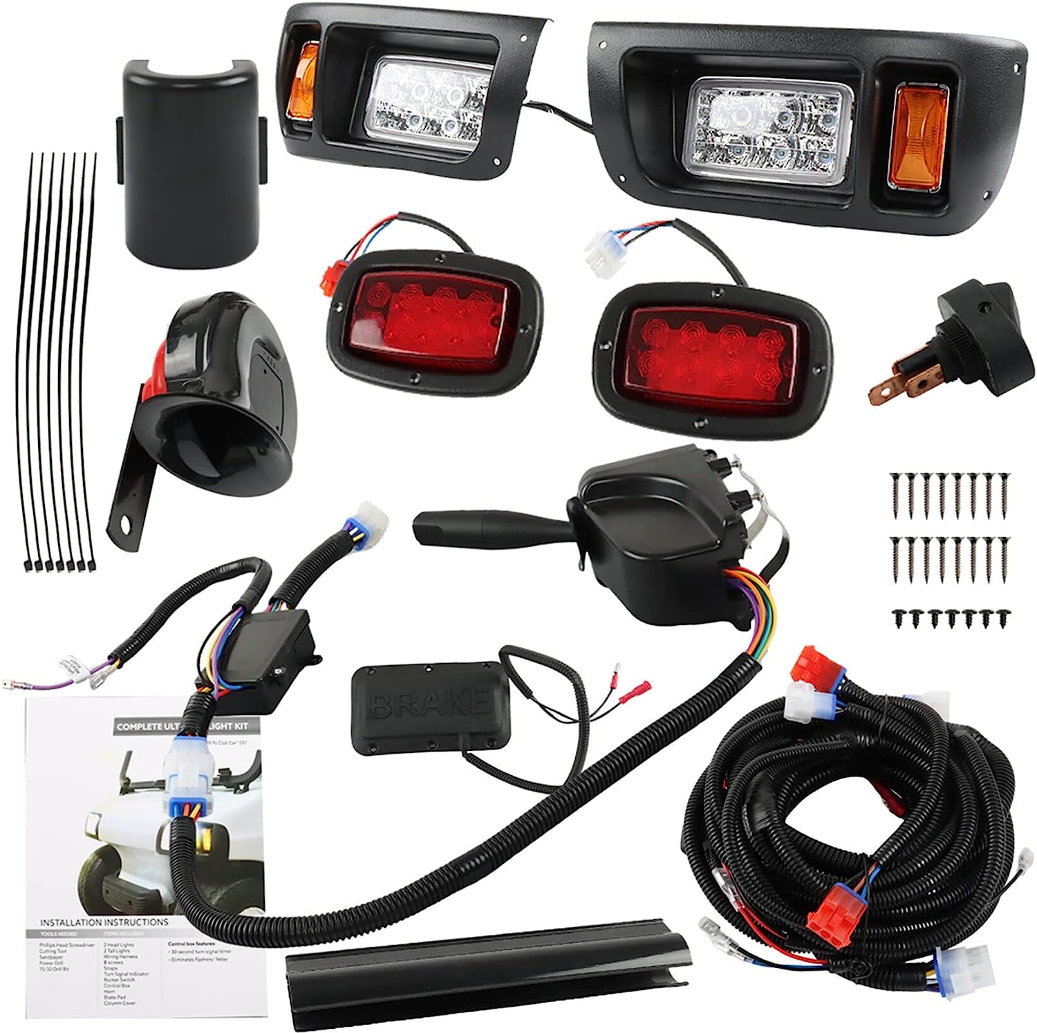SEBLAFF Golf Cart All LED Deluxe Street Legal Light Kit Replacement for ...