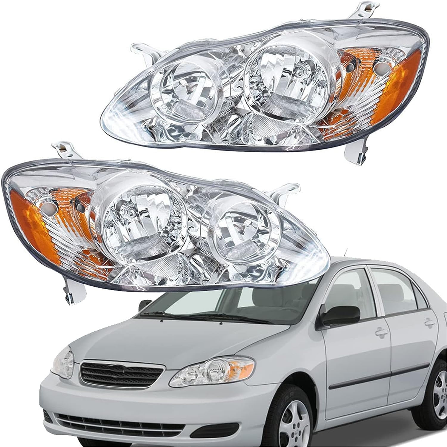 SEBLAFF Headlights Assembly Replacement for 2003-2008 Toyota Corolla ...