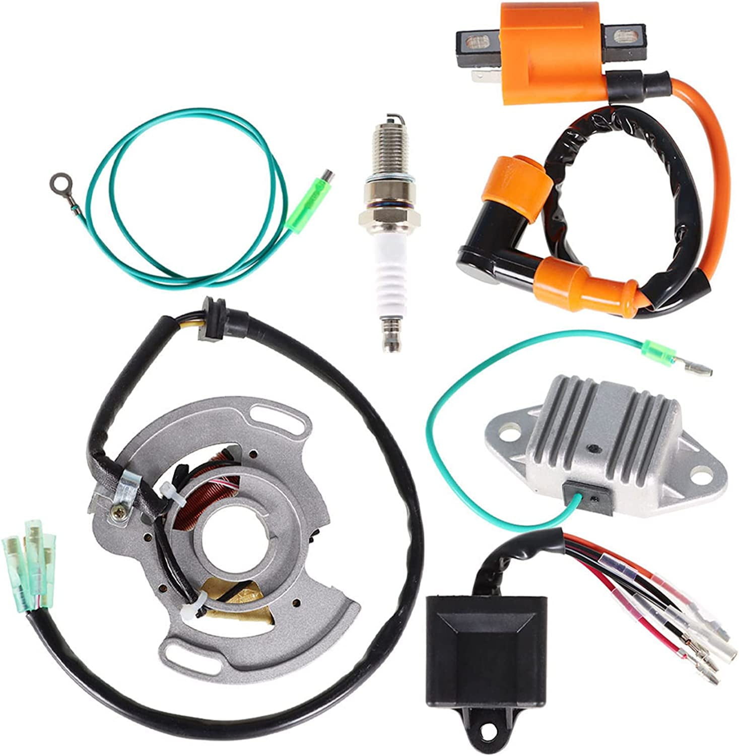 SEBLAFF Ignition Coil Spark Plug CDI Regulator and Stator Replacement ...