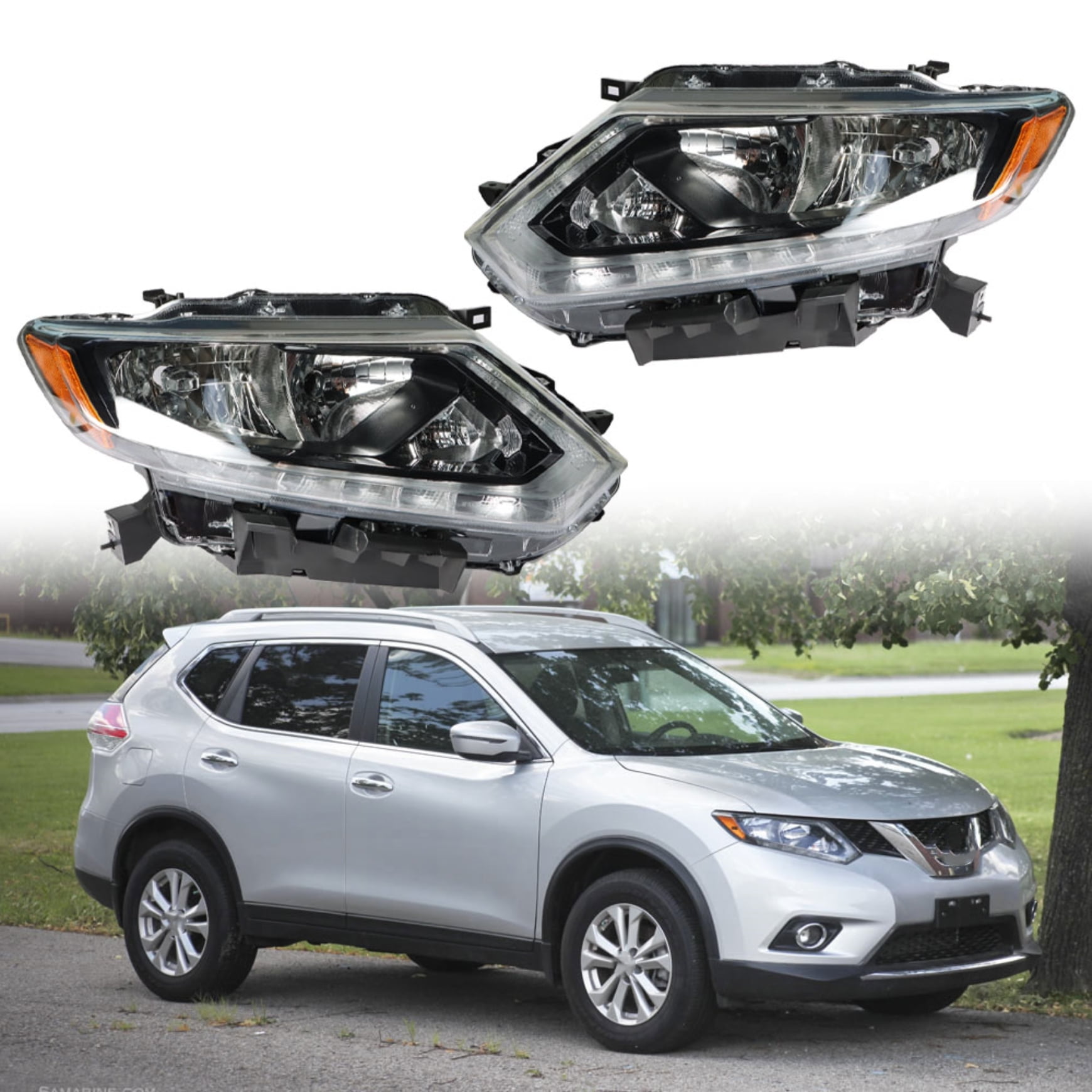 SEBLAFF Left&Right Headlight Headlamp w/LED DRL Halogen For 2014-2016 ...