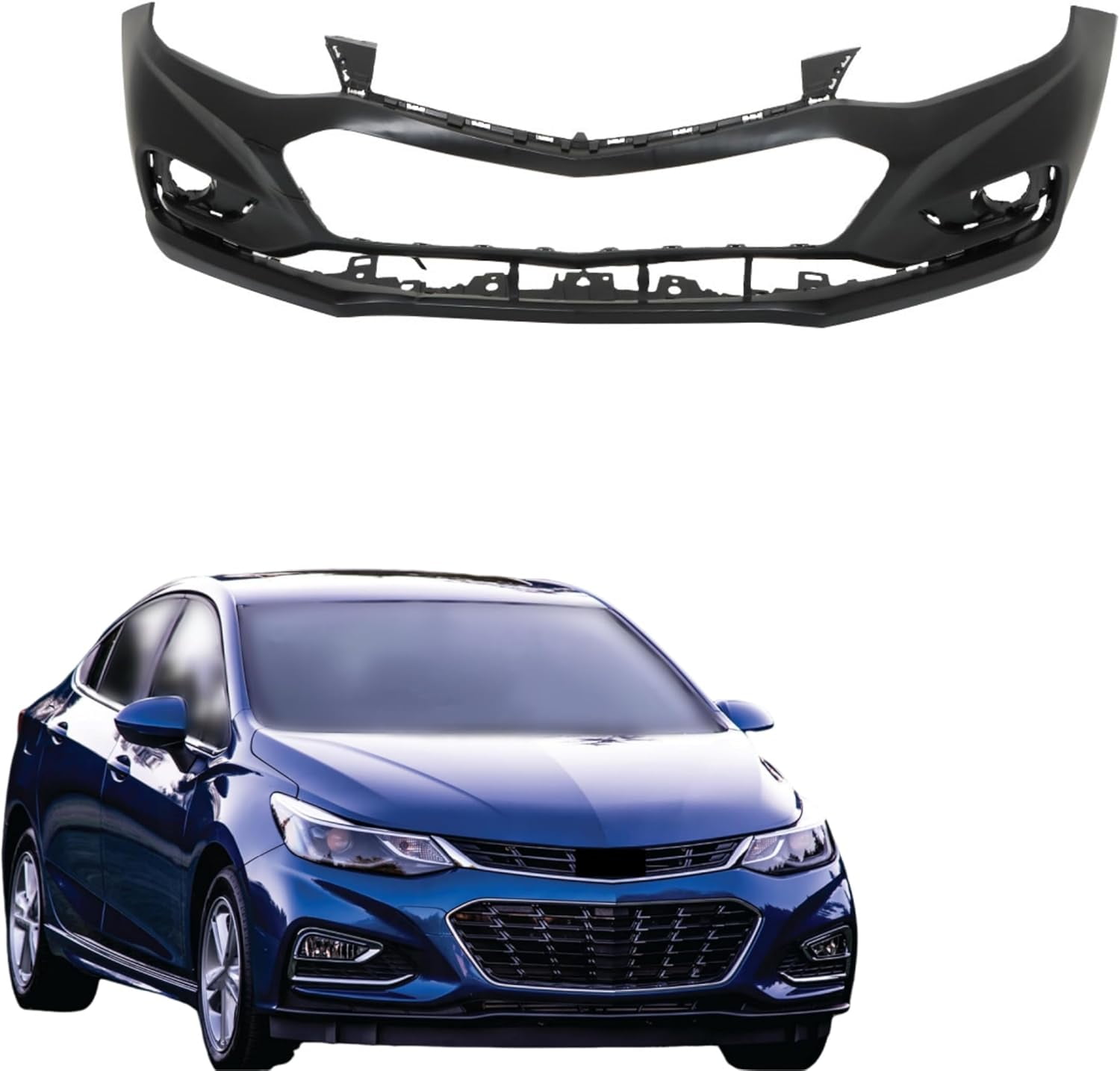 SEBLAFF Plastic Front Bumper Cover Primered Without Park Assist Sensor ...