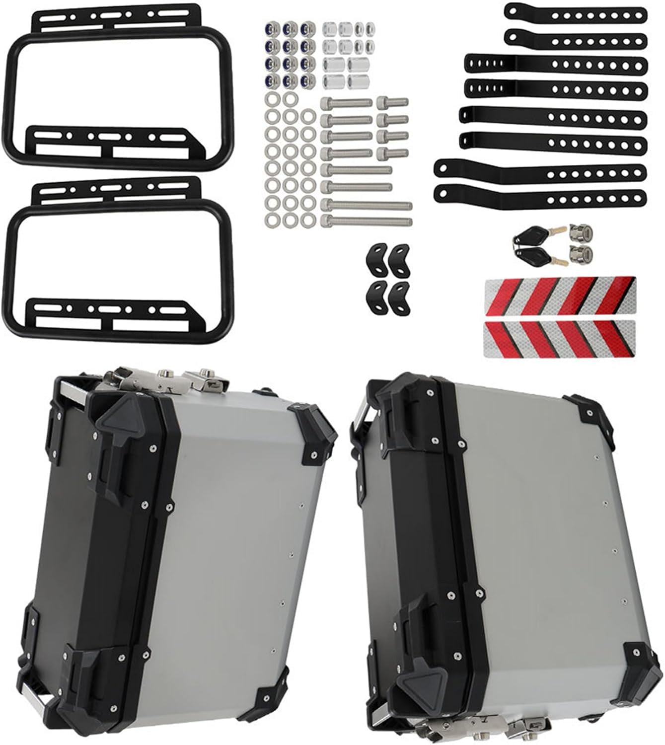 SEBLAFF Universal Side Cases Motorcycle,36L Silver Aluminum Motorbike ...