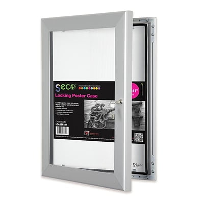 SECO Locking Shatterproof & Rustproof Indoor/Outdoor Bulletin Board, Poster Case in Silver, 8.5 ...