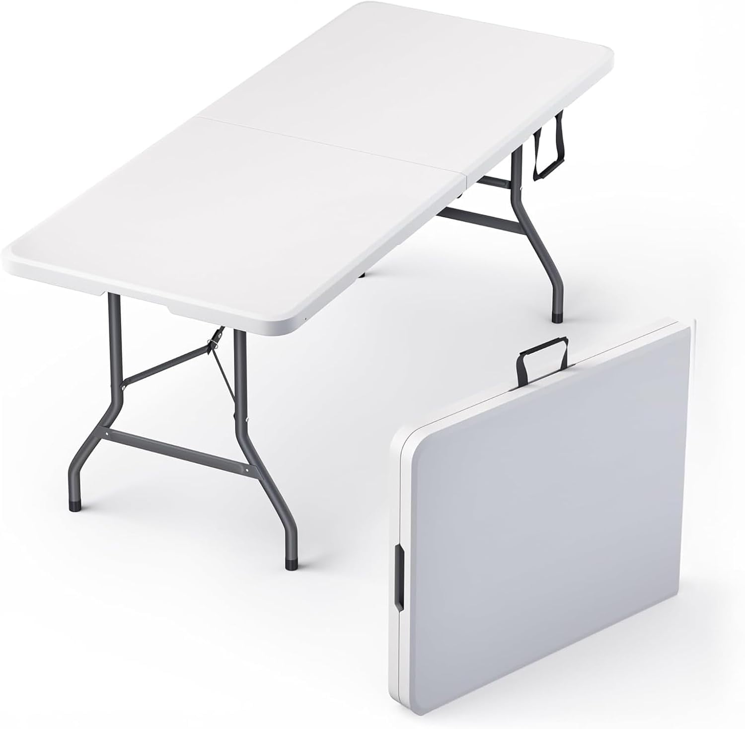 SECONDPEAK Foldable Table with Built in Handle & Steel Legs | Heavy ...