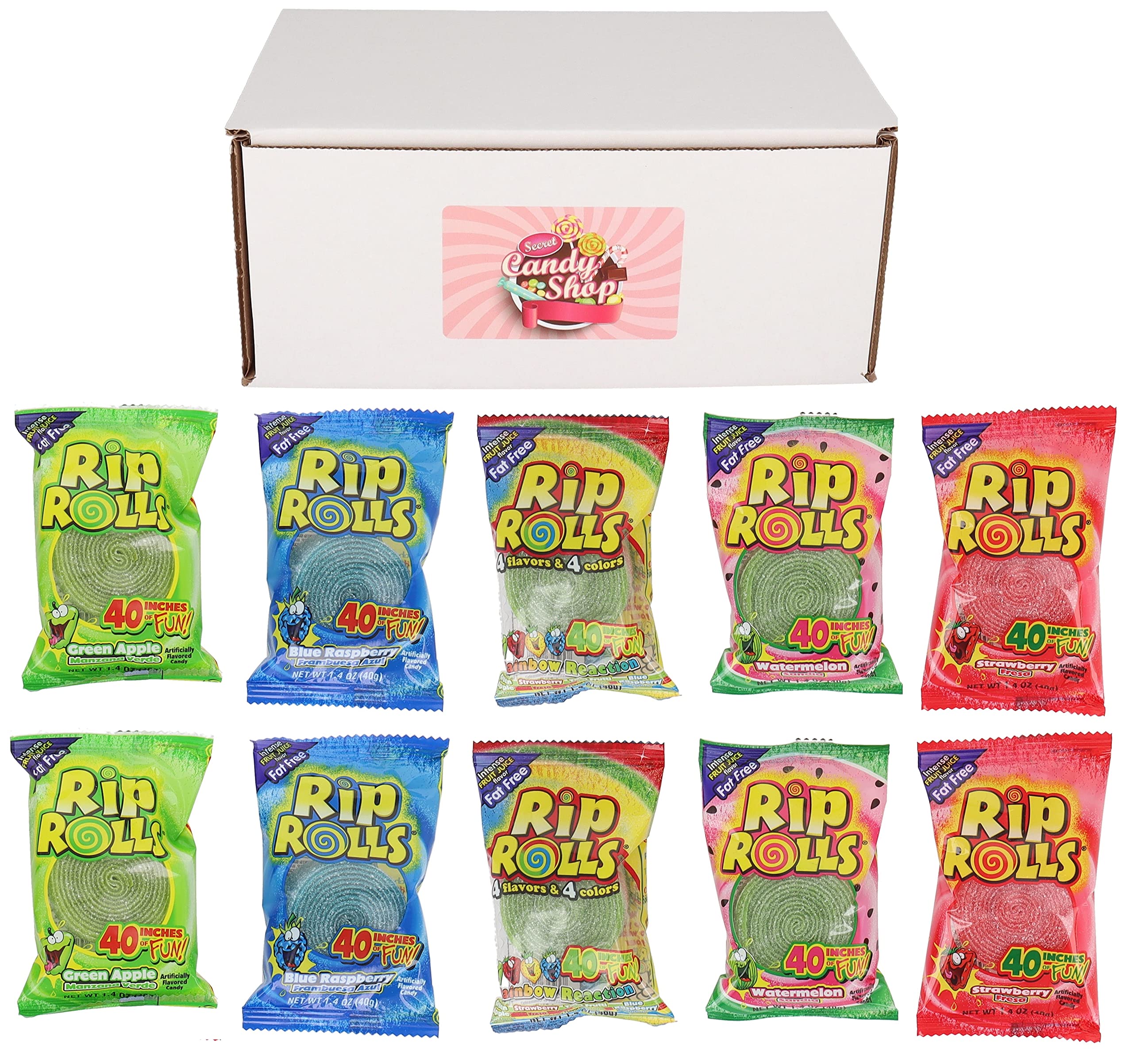 SECRET CANDY SHOP Rip Rolls Variety Pack of 5 Flavors (2 of each flavor ...