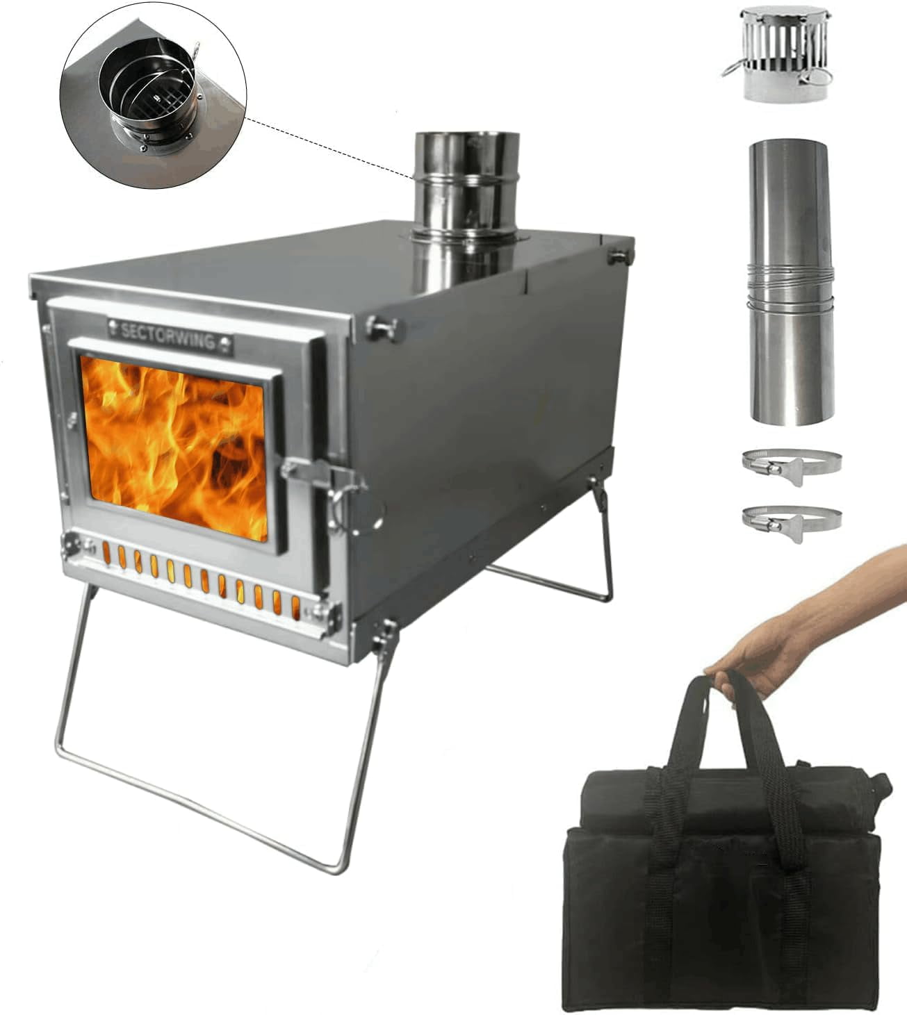 SECTORWING TS01 Stainless Steel hot tent stove, wood stoves with ...