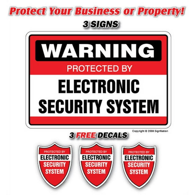 SECURITY SYSTEM SIGN ~3 Signs & 3 Free Decal~ alarm | Indoor/Outdoor ...