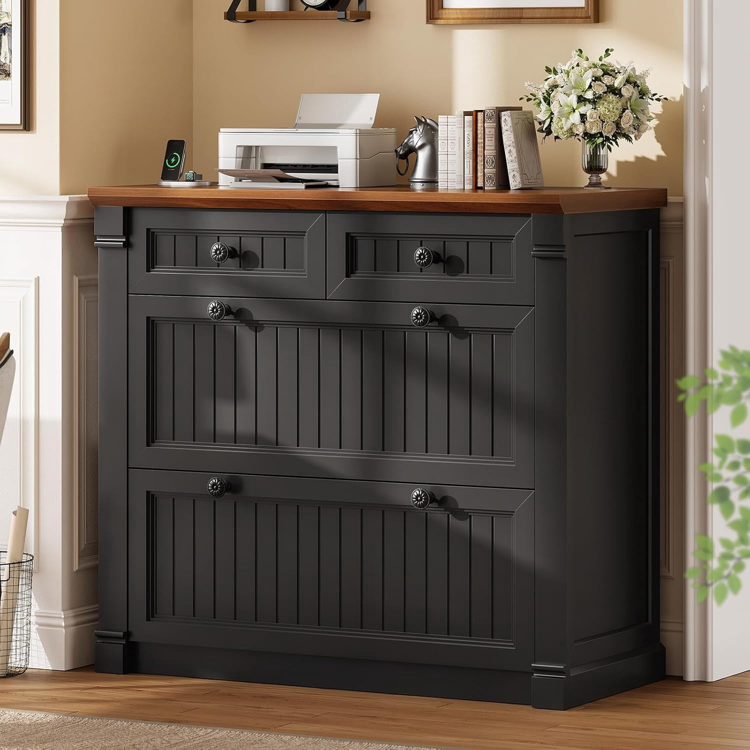 SEDETA 4 Drawers File Cabinet, 33" Farmhouse Filing Cabinets for Home ...