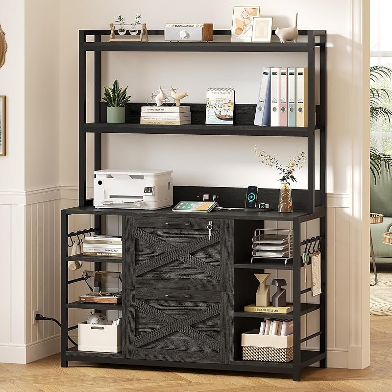 SEDETA File Cabinet with Charging Station, Vertical Filing Cabinet with ...