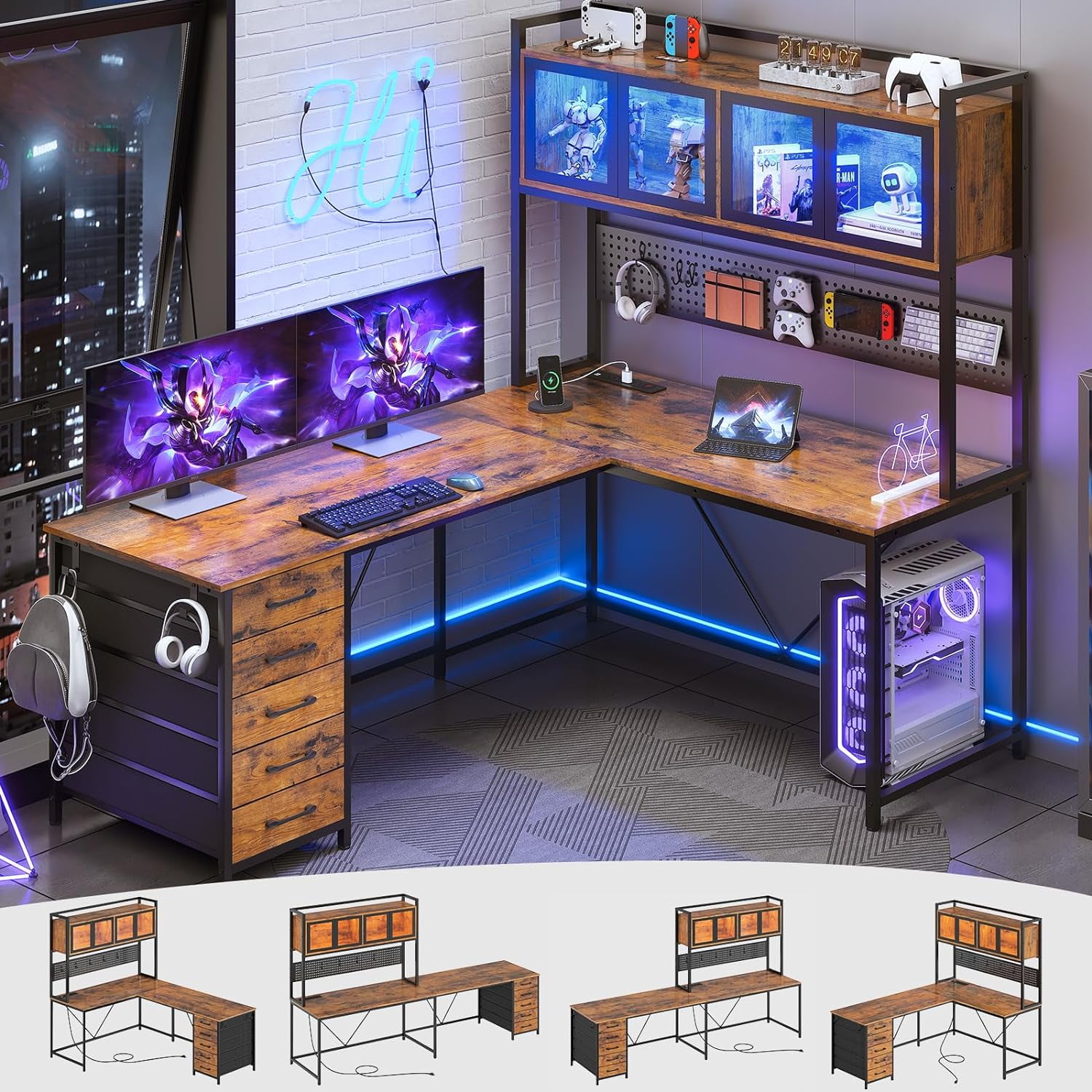SEDETA L Shaped Gaming Desk with Drawers, L Shaped Computer Desk with ...