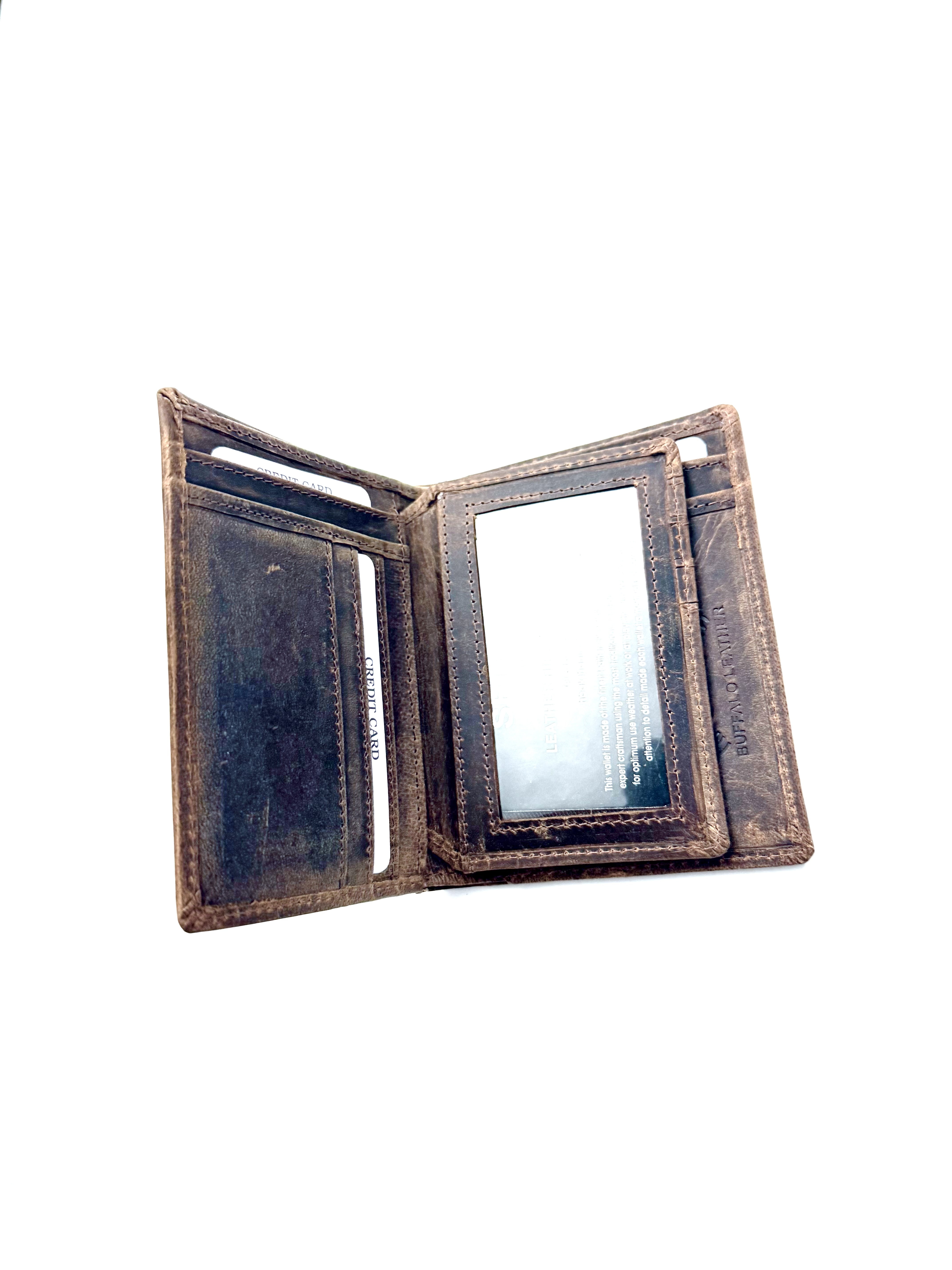 SEDONA® BUFFALO LEATHER BIFOLD WALLET WITH CENTER FLAP - Walmart.com