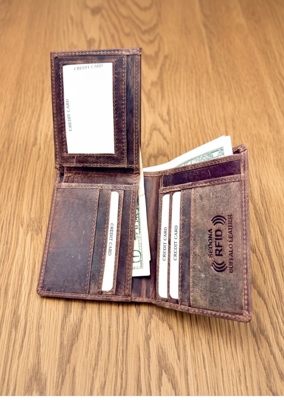 Sedona® L-Shaped Bifold Wallet with 2 Separate Cash Compartments, Brown ...