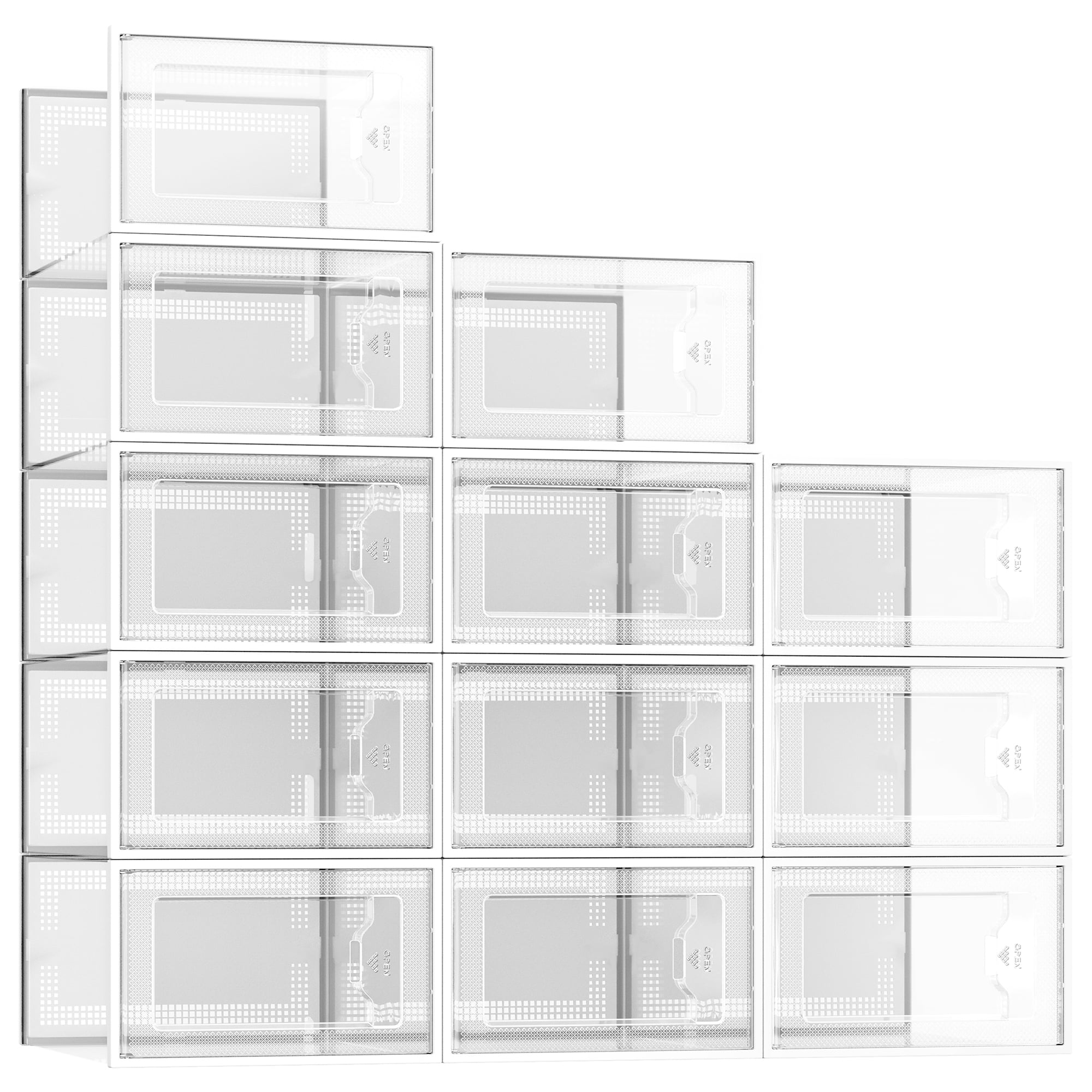 SEE SPRING 12 Pack X-Large Shoe Storage Box Fit Size 11,Clear Plastic ...