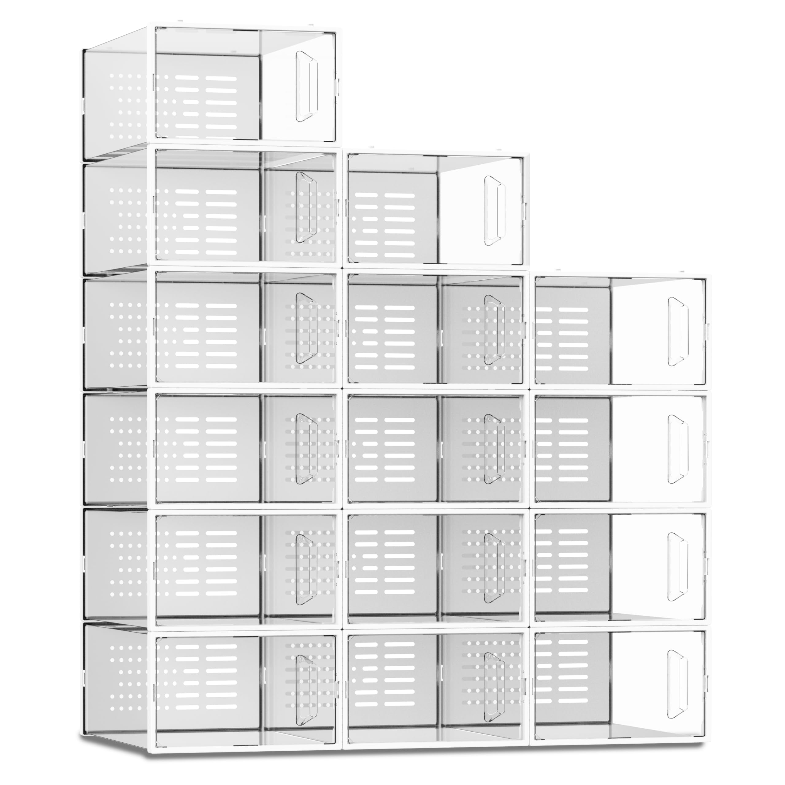 SEE SPRING 15 Pack Shoe Storage Box, Clear Plastic Stackable Shoe ...