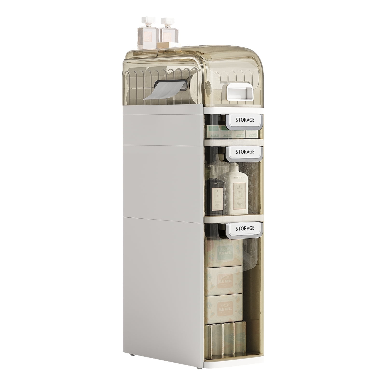 IDEALSOUL Bathroom Storage,3-Tiers Slim Waterproof Narrow Storage ...