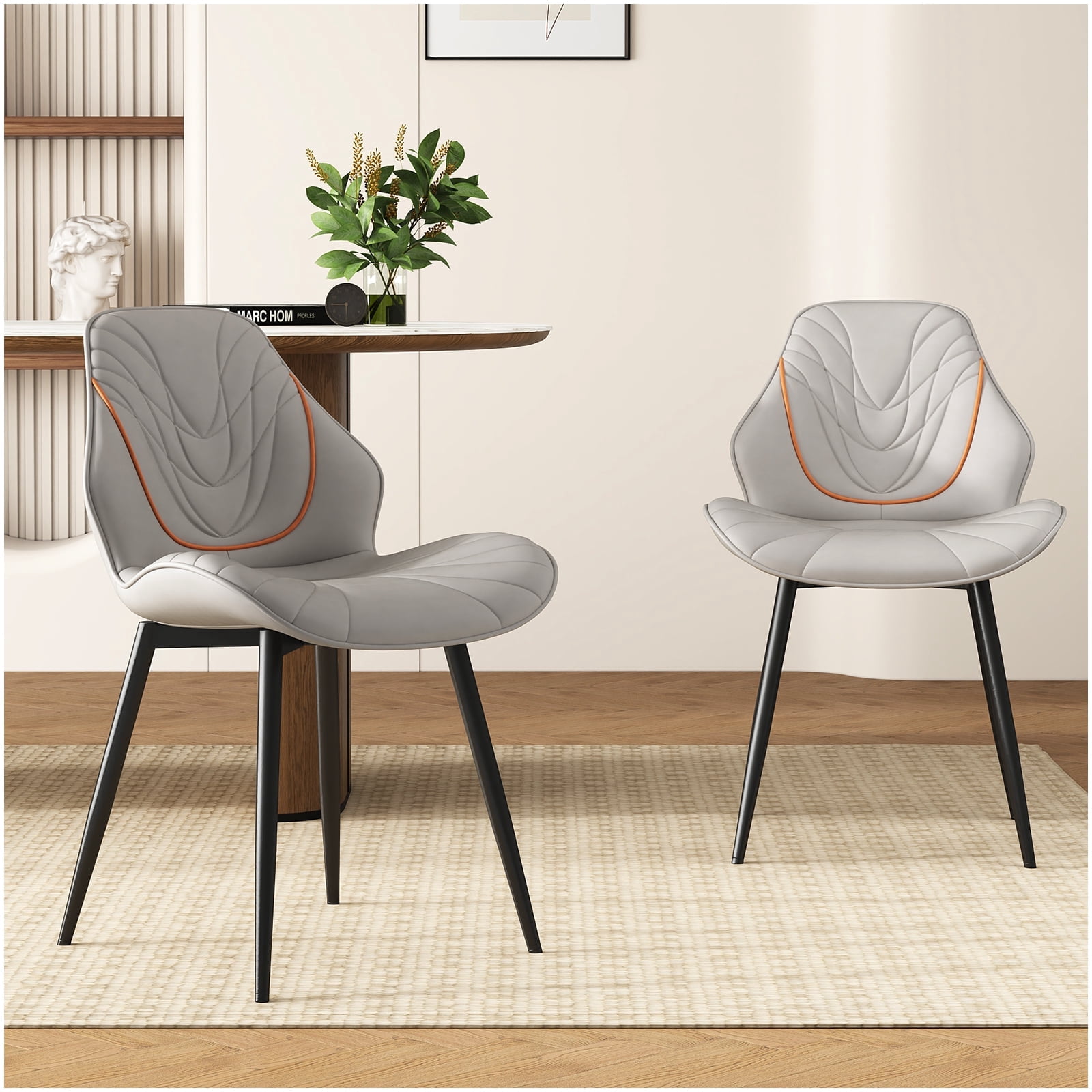 NEGYLIM Dining Chairs Set of 2 Kitchen Chairs with Thick Cushions Metal ...