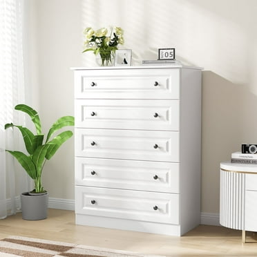 Resenkos 6-Drawer Wide Chest, Storage Organizer for Small Spaces, White ...