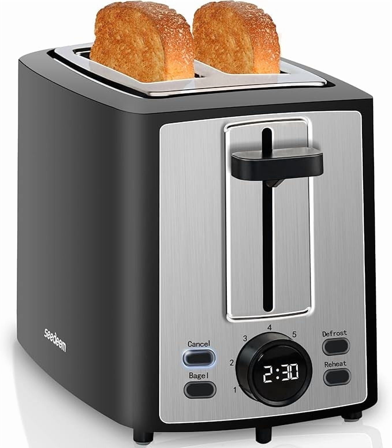 Toaster 2 Slice, Bread Toaster with LCD Display, 7 Shade Settings, 1.4 ...
