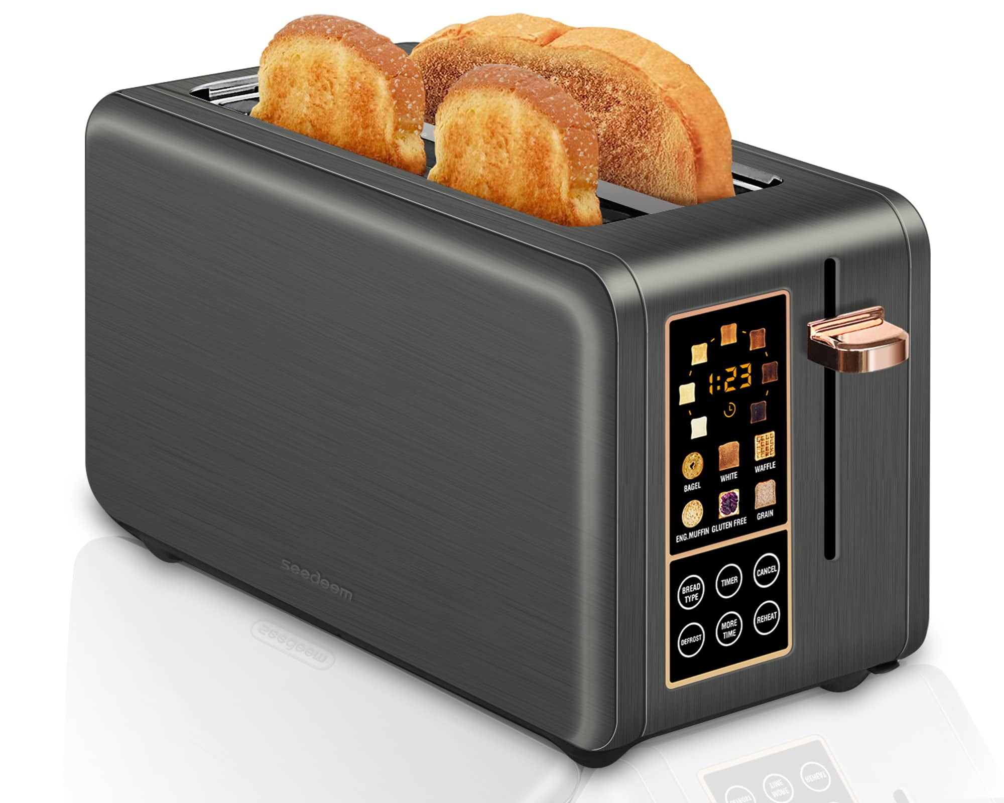 SEEDEEM Toaster 4 Slice, Long Slot Toaster with LCD Display Touch ...