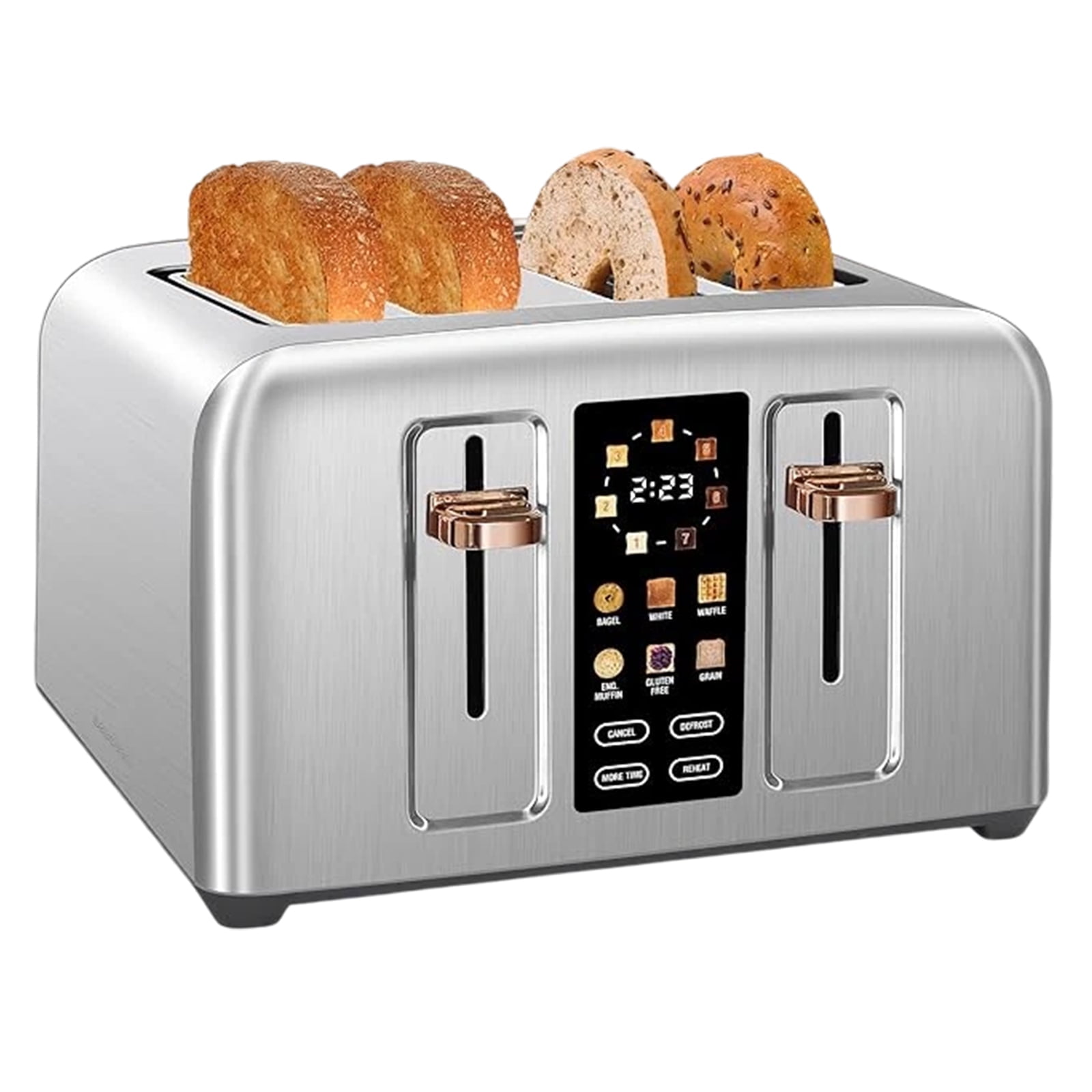 SEEDEEM Toaster 4 Slice, Stainless Toaster LCD Display, Touch Buttons ...
