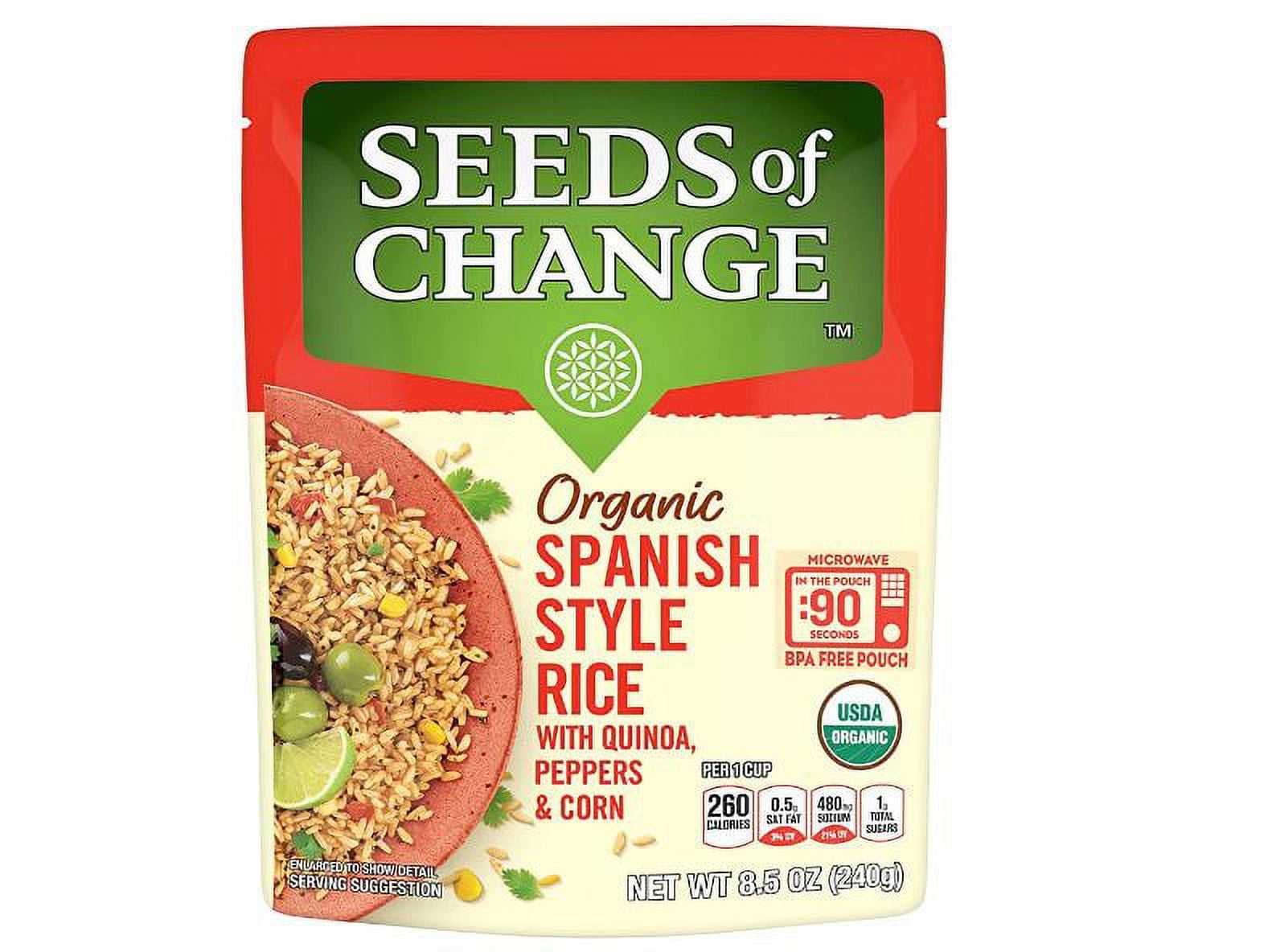 SEEDS OF CHANGE Organic Spanish Rice, Quinoa, Peppers & Corn, Ready to ...