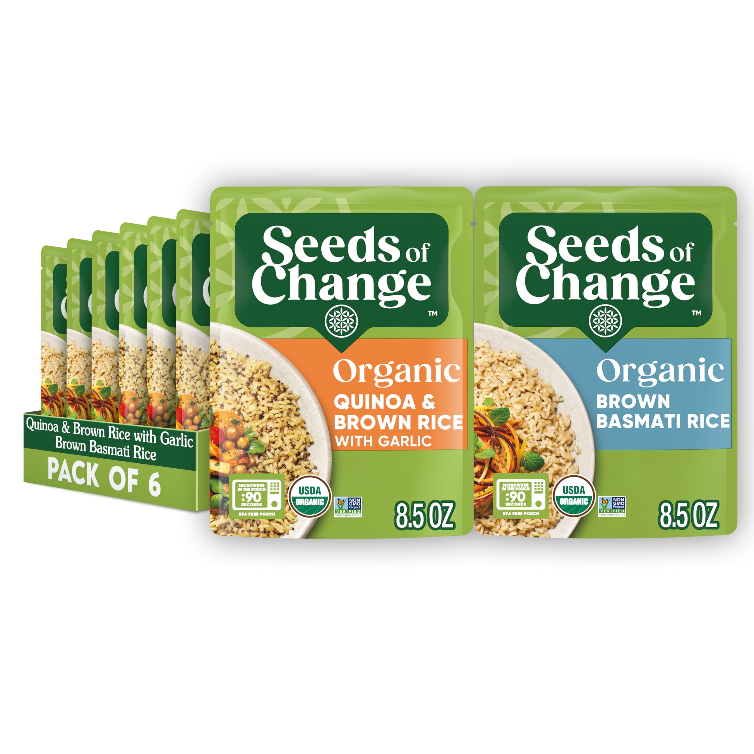 SEEDS OF CHANGE Organic Rice Variety Pack KMC2Quinoa and Brown Rice ...