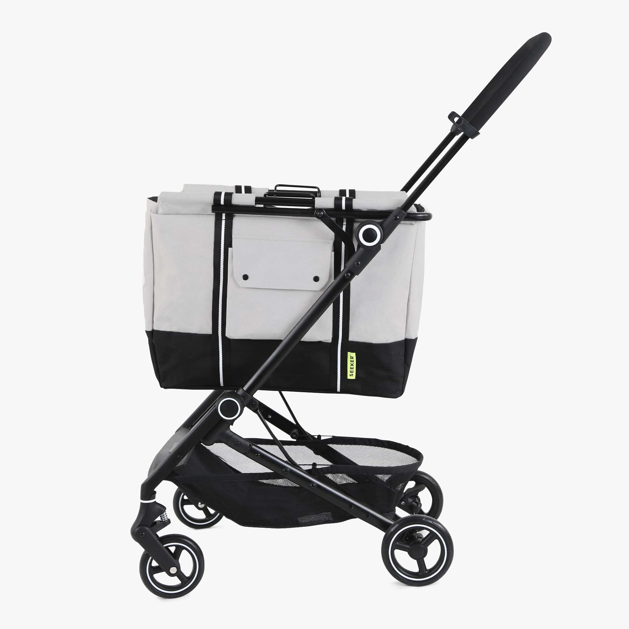 SEEKER Compact Folding Collapsible Adult Grocery Cart with Removable ...