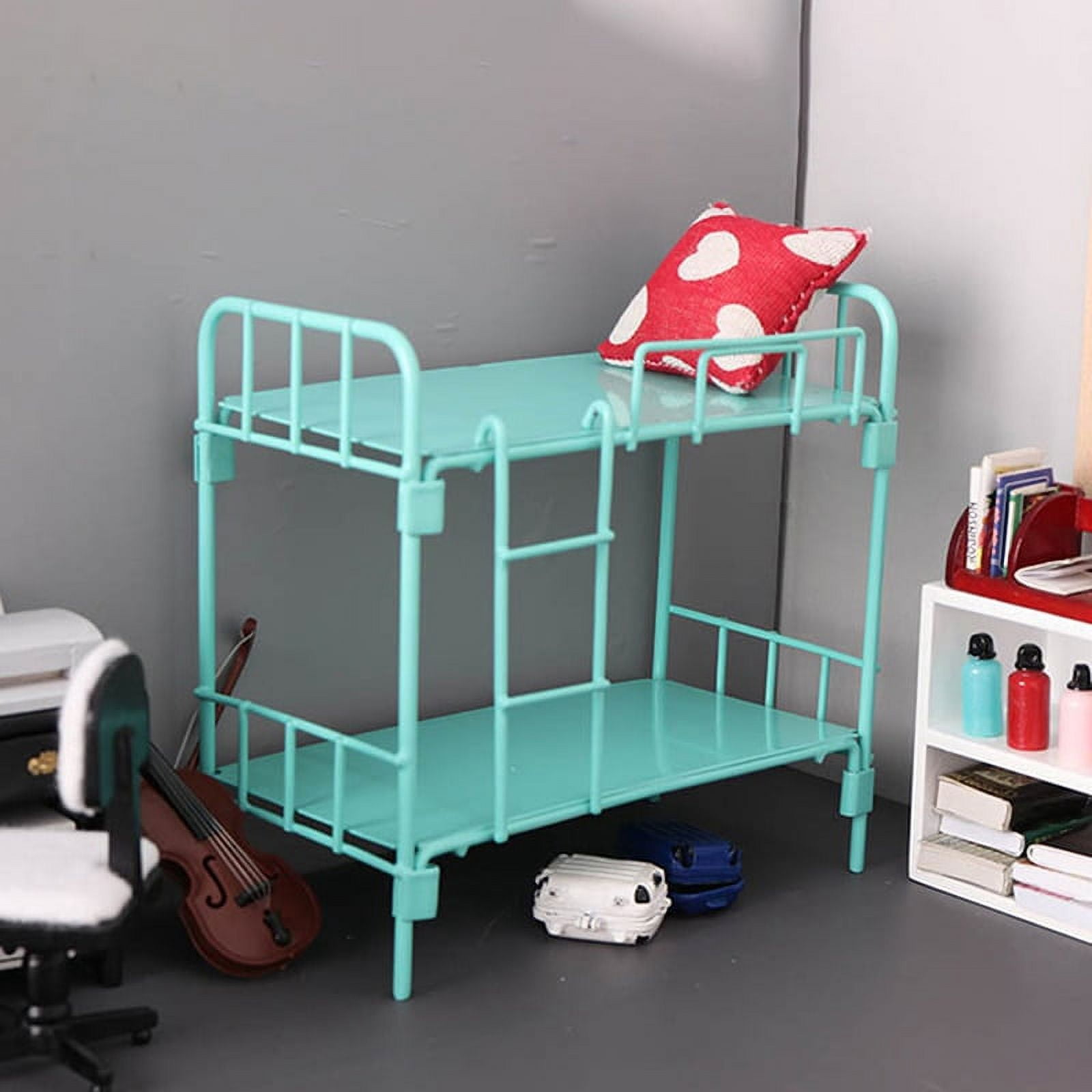 SEEKFUNNING 1:12 Dollhouse Miniature Mini Alloy Bed Bedroom Dormitory ...