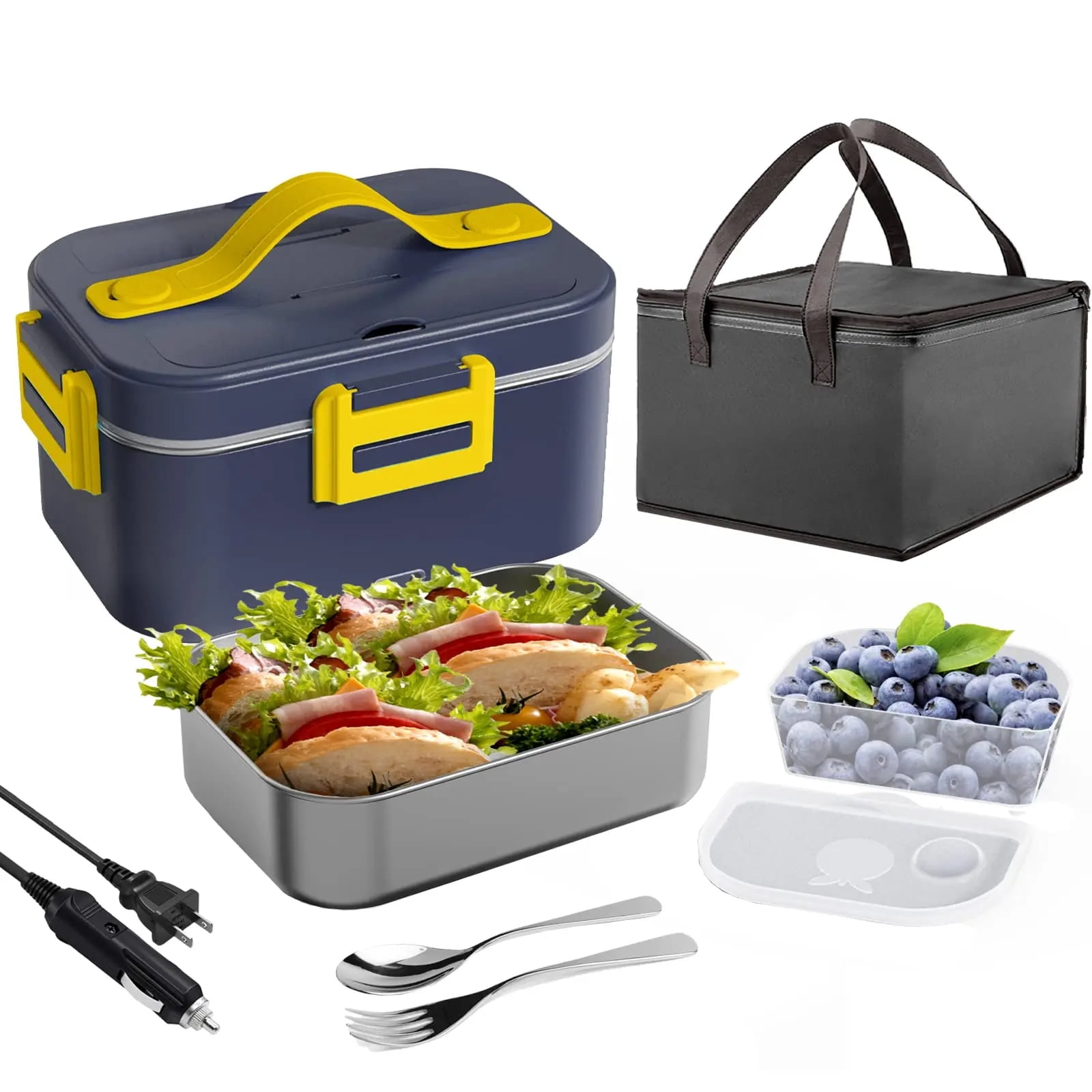 SEEKFUNNING 1.8L Large Electric Lunch Box with Fork Spoon & Bag, 3 in 1 ...
