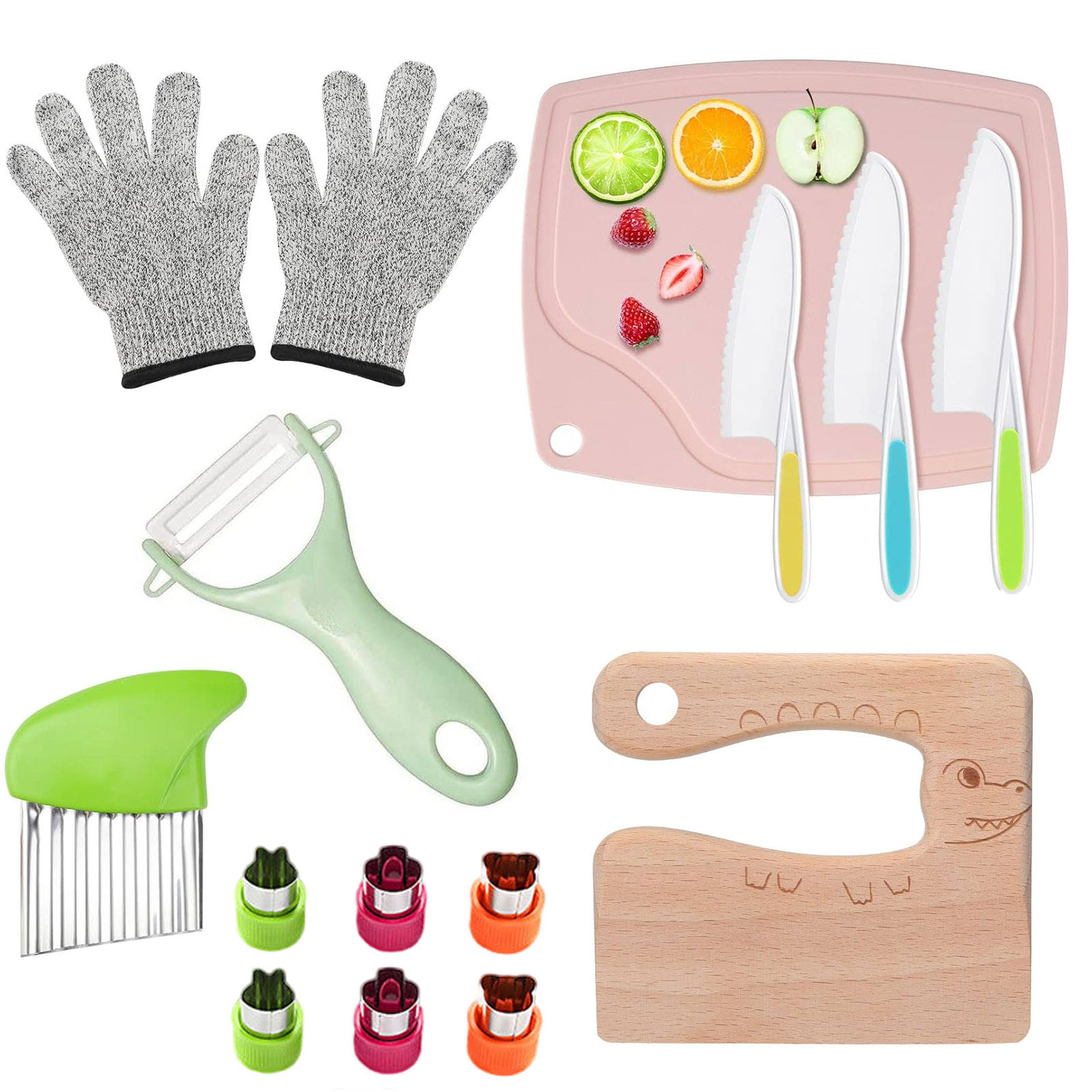 SEEKFUNNING 15 Pieces Kitchen Wooden Knife and Cooking Model for Kids ...