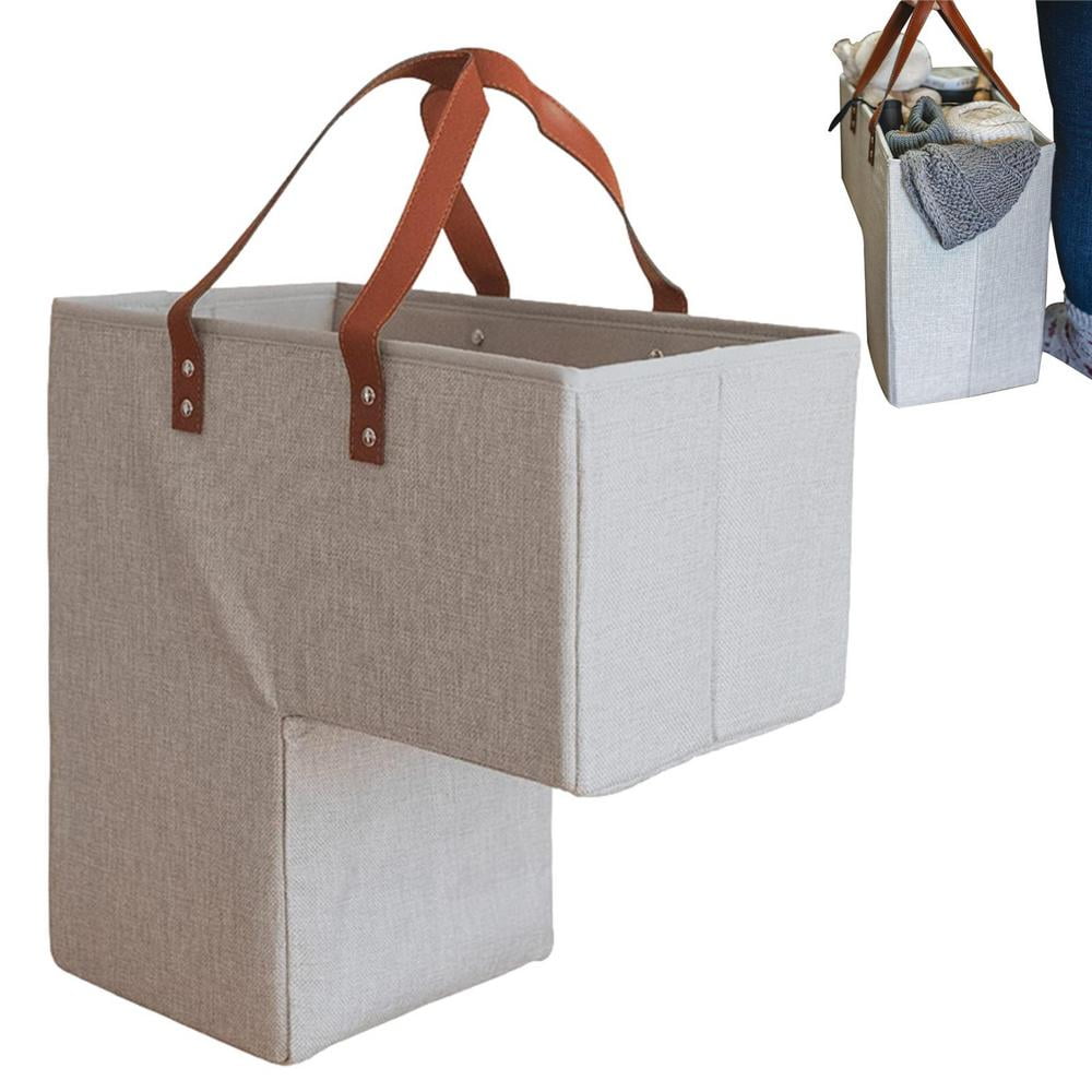 SEEKFUNNING Stair Basket Foldable Stair Storage Organizer with ...