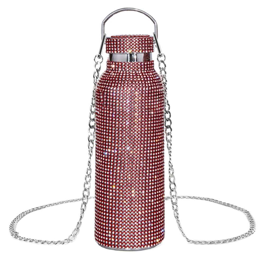 SEEKFUNNING Thermal Bottle Diamond Decorative Bottle with Chain, Bling ...