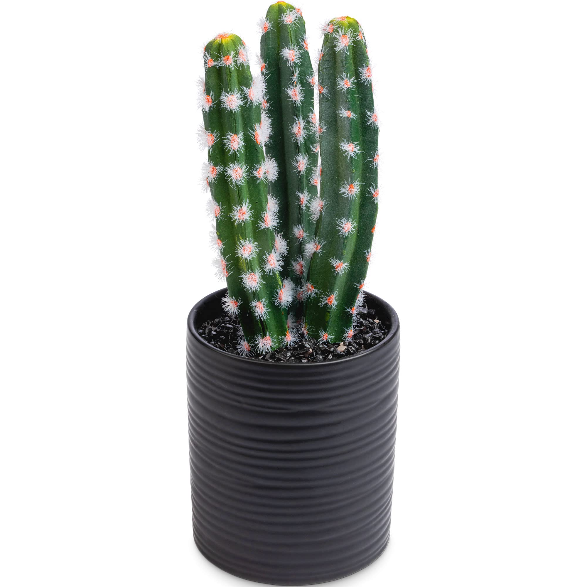 SEEKO Succulents 10.5'' Fake Cactus - Realistic Artificial Cactus - Life-Like Round Cactus Plant ...
