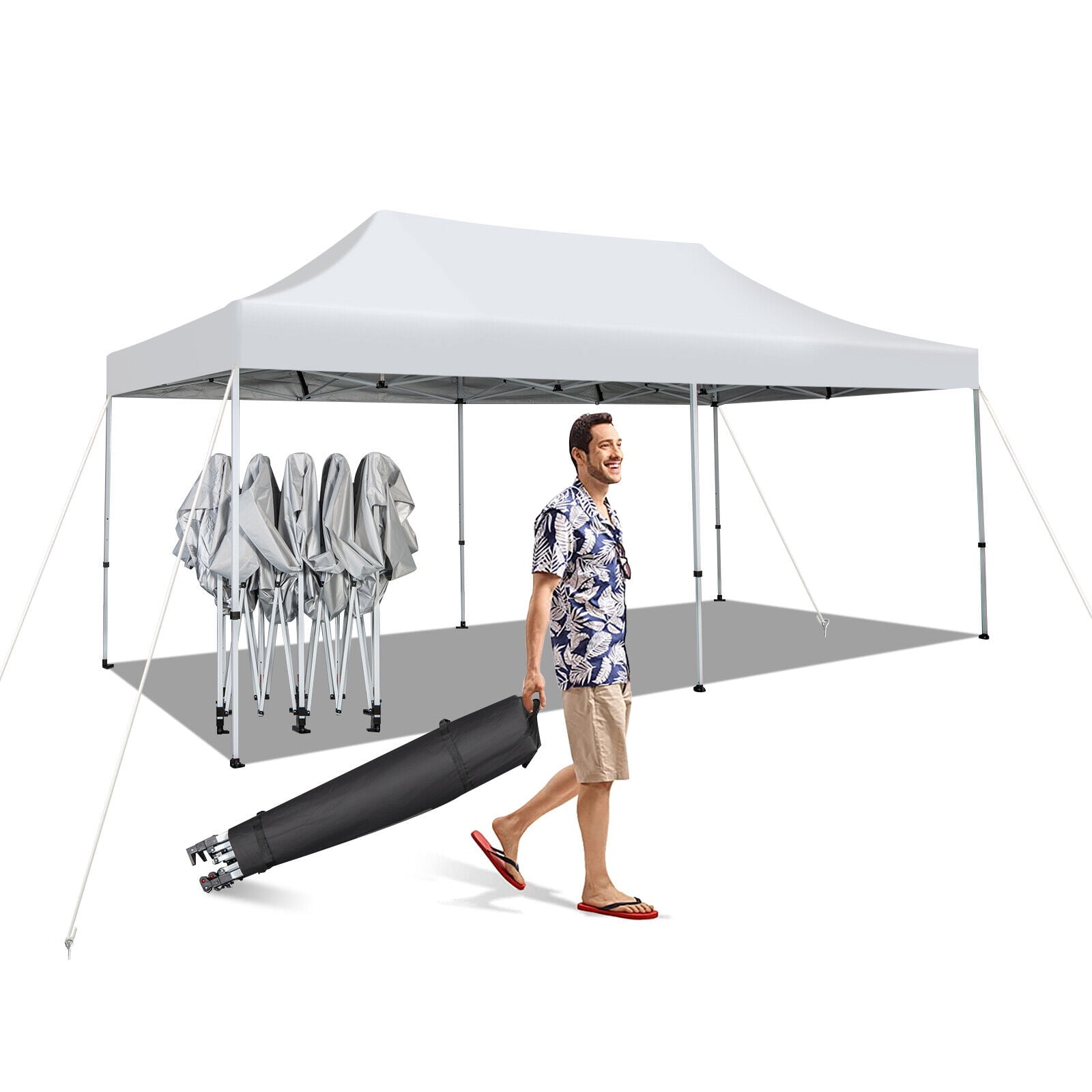 SEEKOL 10 x 20FT Heavy-Duty Patio Pop-Up Folding Canopy Tent with UPF ...