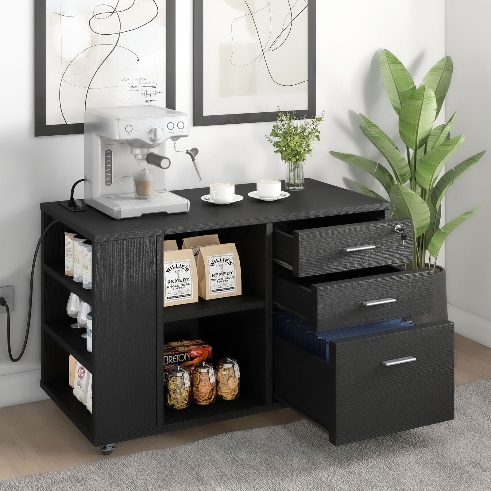 SEEKOL 3-Drawer File Cabinet with Integrated Charging Station: The ...