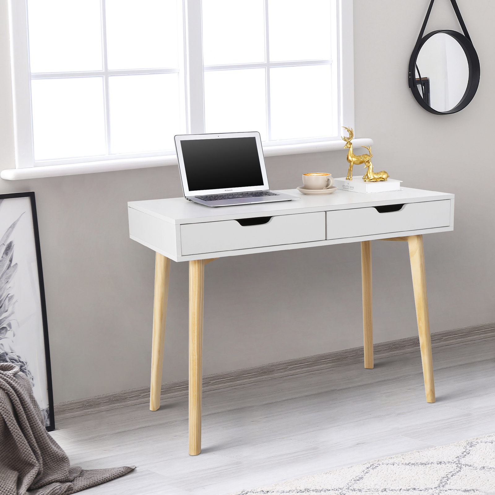 SEEKOL 39.4 Inch Home Office Laptop Table with Drawer, Compact Computer ...