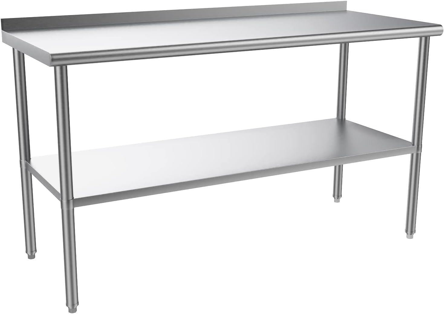 SEEKOL 60" x 24" Stainless Steel Prep & Work Table with Backsplash ...