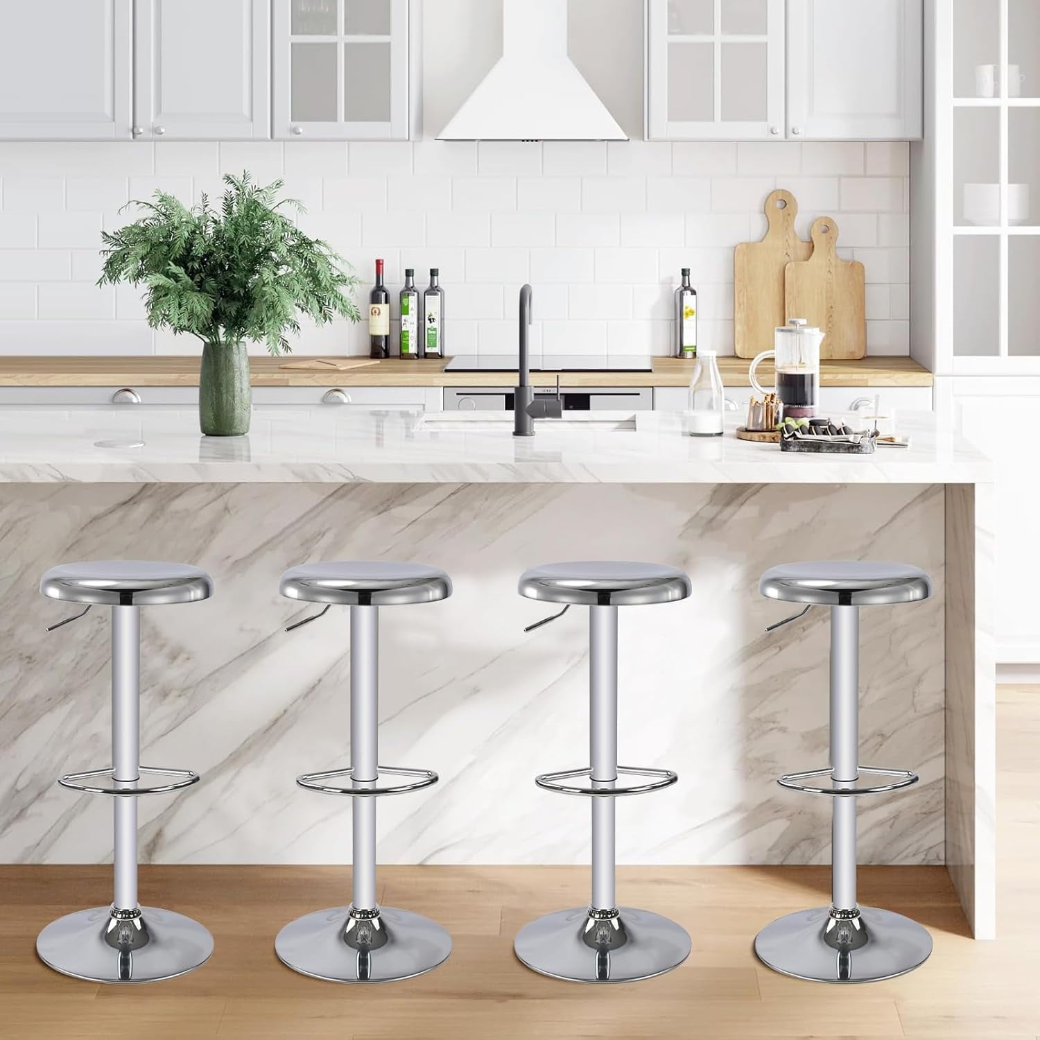 SEEKOL Adjustable Bar Stools Set of 2, Backless Counter Height Bar ...