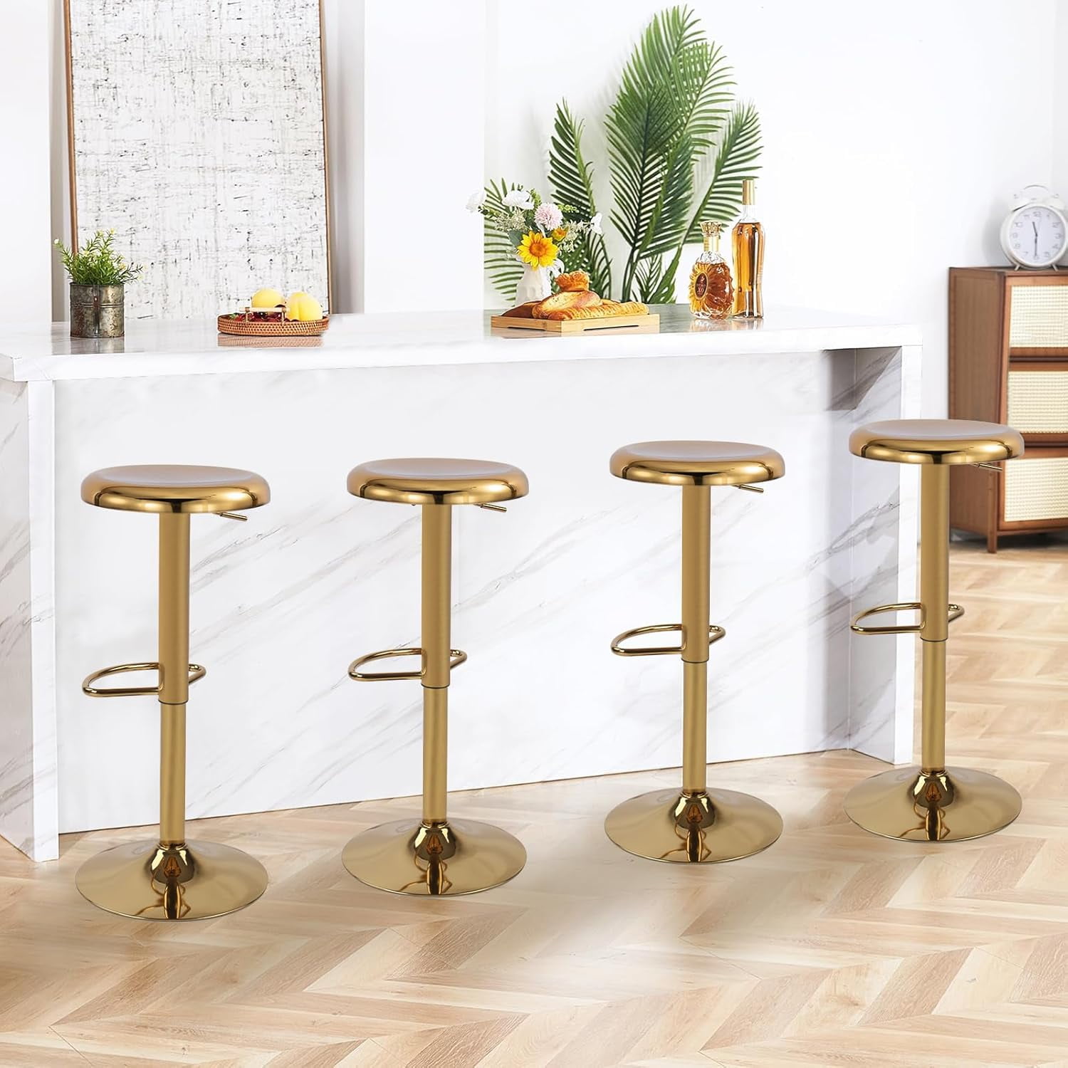 SEEKOL Adjustable Bar Stools Set of 2, Backless Counter Height Bar ...