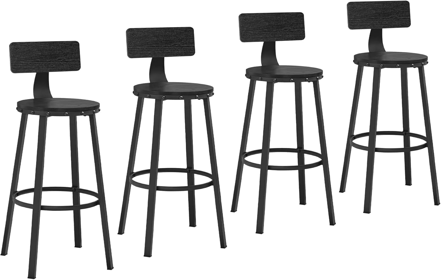 SEEKOL Bar Stools Set of 2, Bar Height Barstools with Back, 28.7 Inches ...