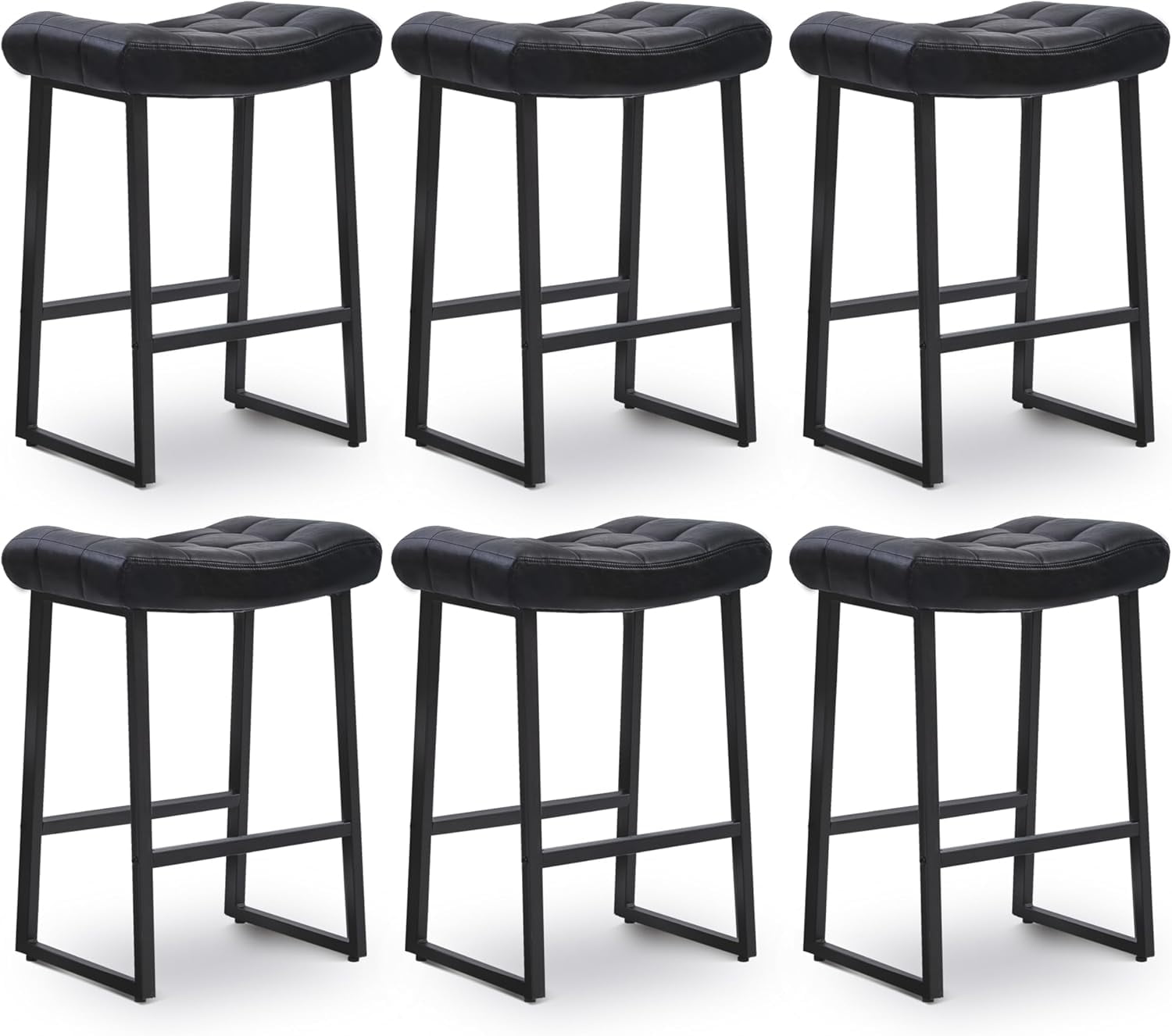 SEEKOL Black Modern Bar Stools Set of 6 for Kitchen Counter 24 inch ...