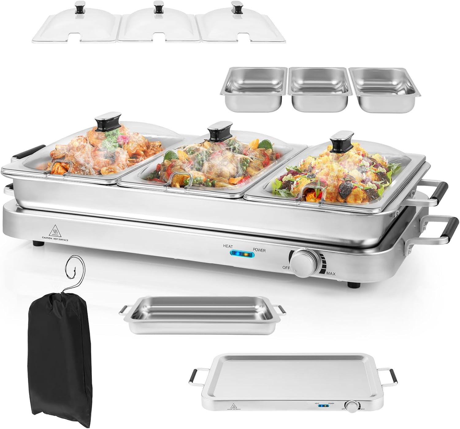 SEEKOL Chafing Dishes for Buffet, 2-in-1 Multipurpose Buffet Servers ...