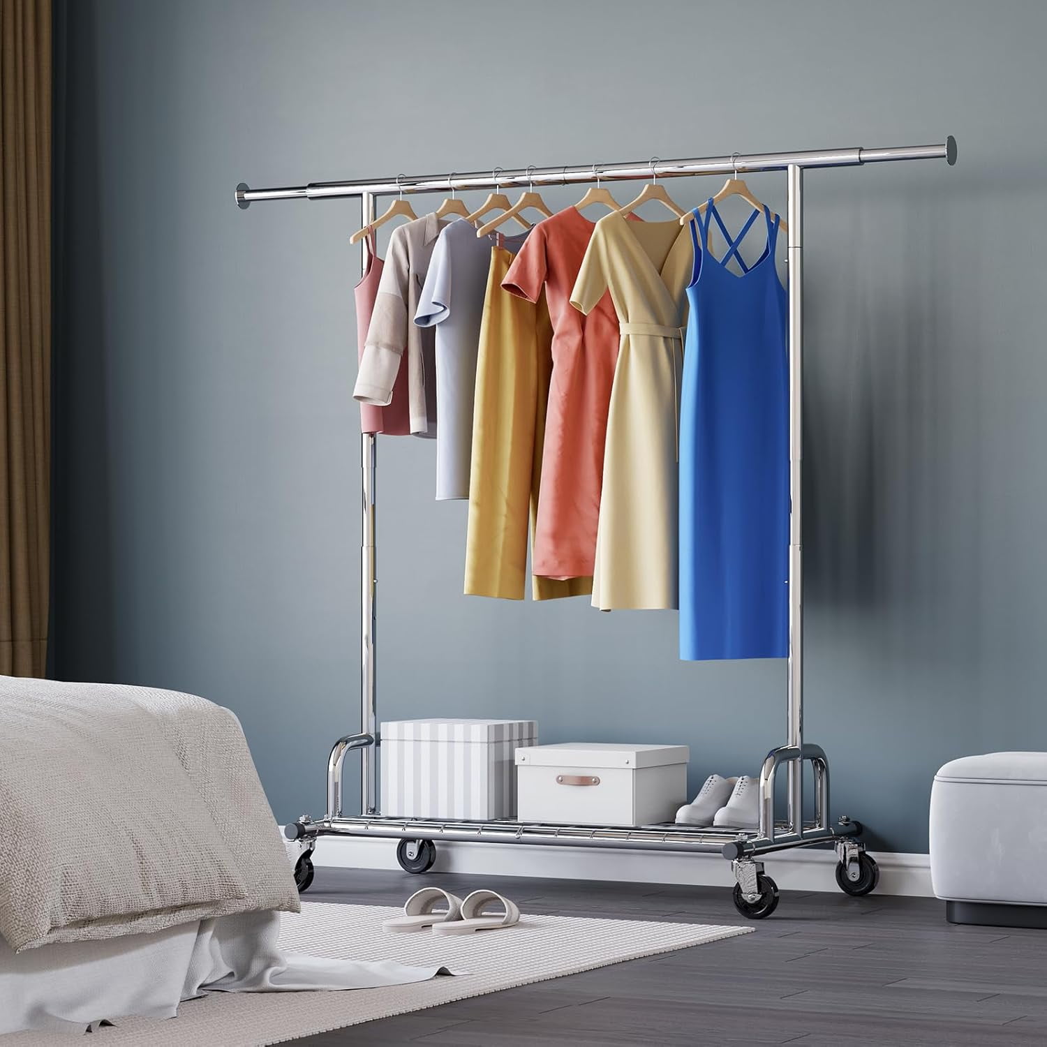 SEEKOL Clothing Garment Rack Capacity 525LBS Clothing Racks on Wheels ...