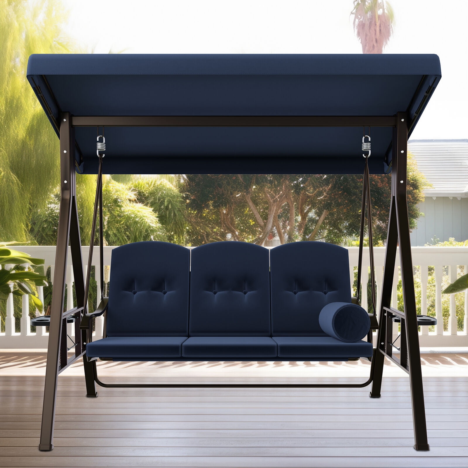 SEEKOL Deluxe 3-Seat Porch Swing: The Ultimate Outdoor Relaxation Companion, Crafted from Heavy ...