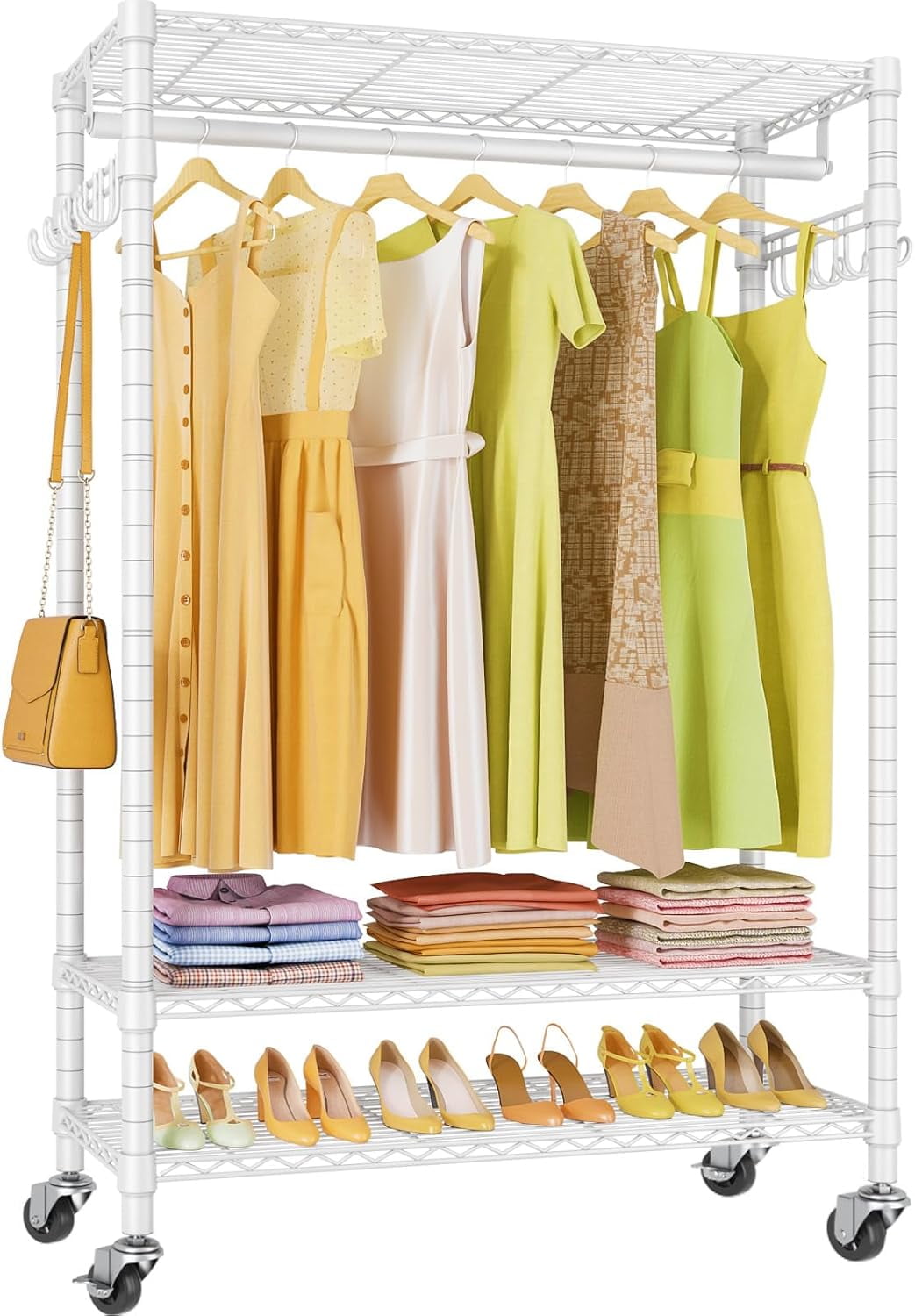 SEEKOL Medium Rolling Clothes Racks Portable Garment Rack for Hanging ...