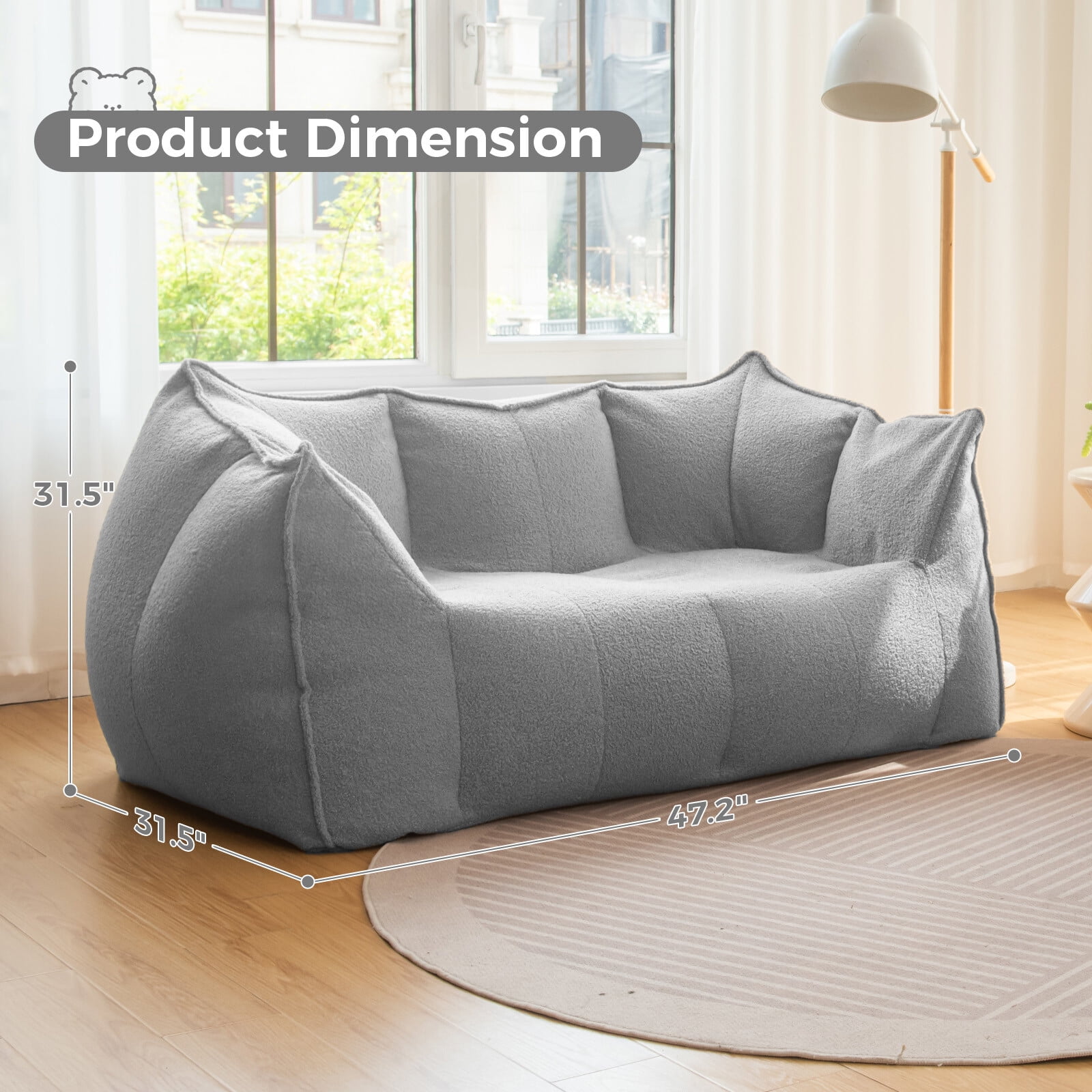 SEEKOL Plush Single/Loveseat Giant Bean Bag Chair, Ultra-Comfy Lounge ...