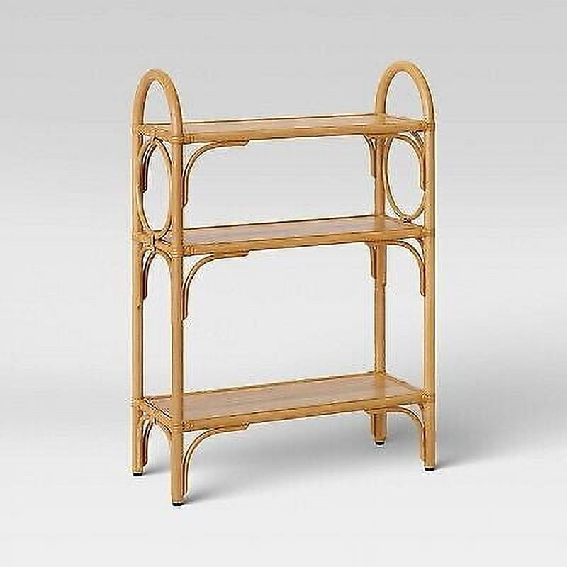 SEEKOL Rattan Free Standing Shelf in Tan - Natural Woven Rattan Storage ...