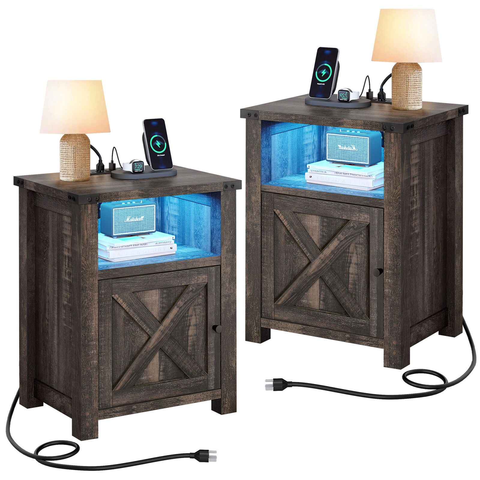 SEEKOL Rustic Nightstand Set of 2: The Perfect Farmhouse Bedroom Accent ...