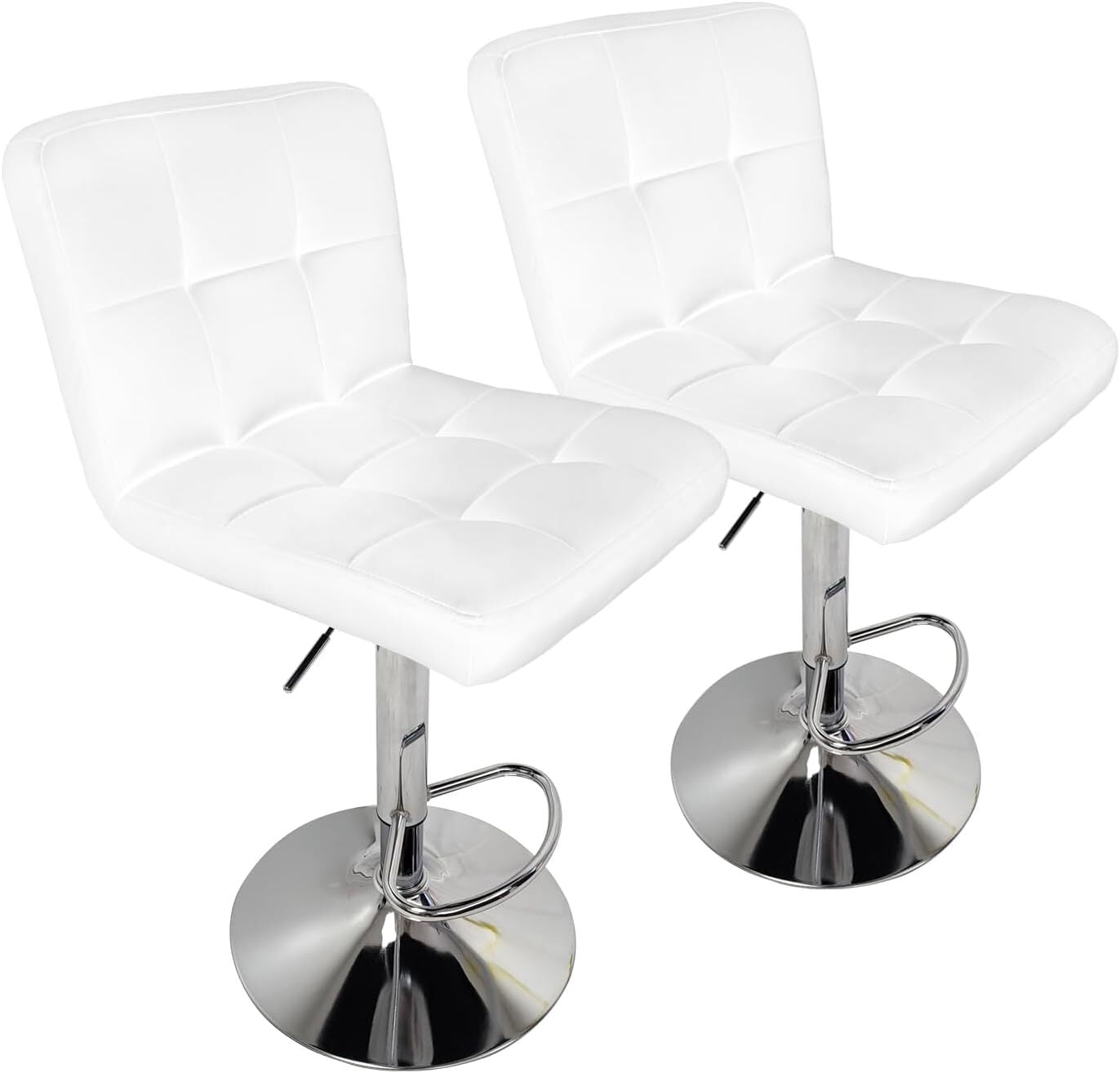 SEEKOL Set of 2 Bar Stools - Swivel Adjustable Bar Chairs in Modern PU ...