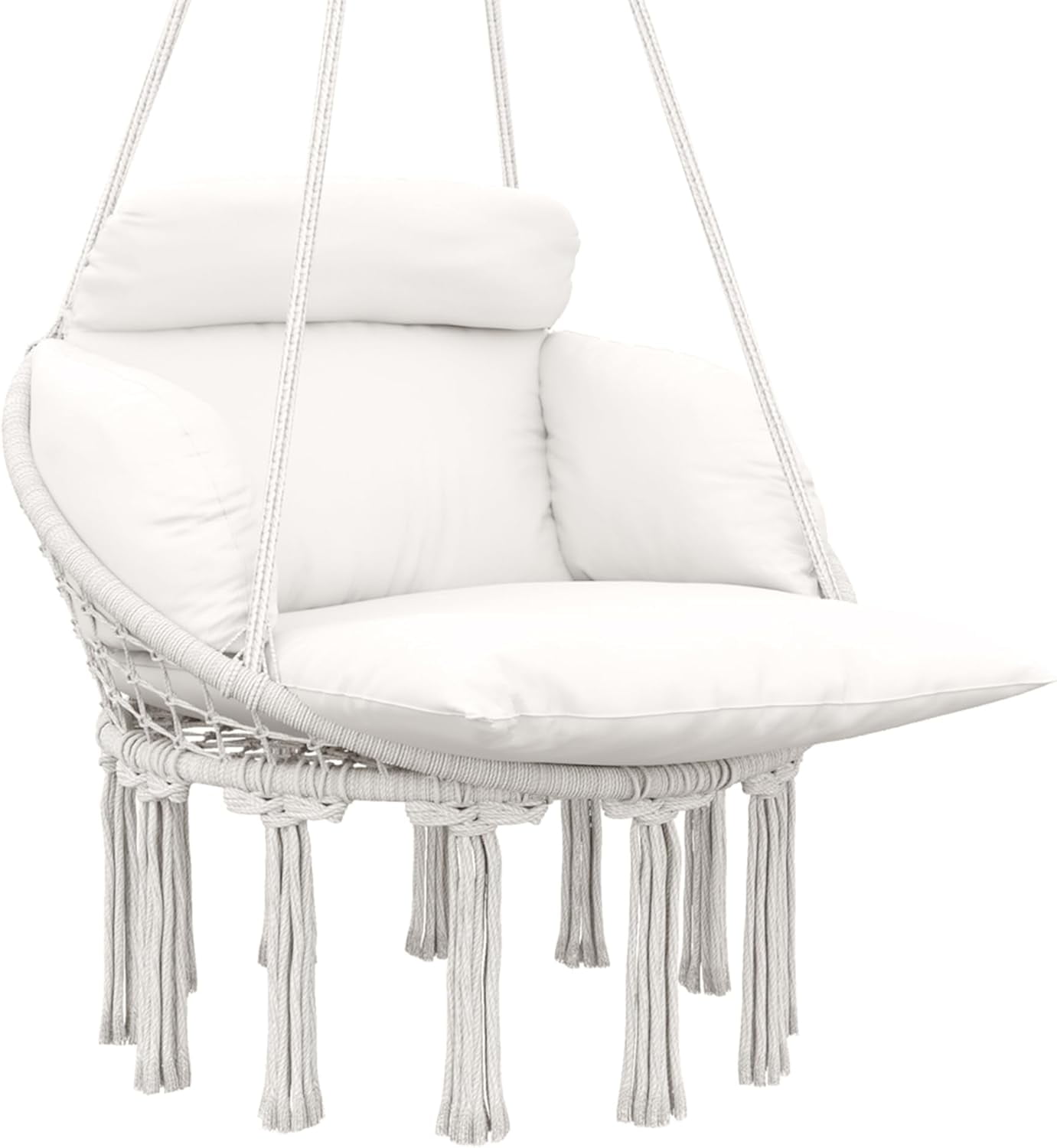 SEEKOL Swing Chair, Outdoor Hanging Chair with Large Cushion, Cotton ...